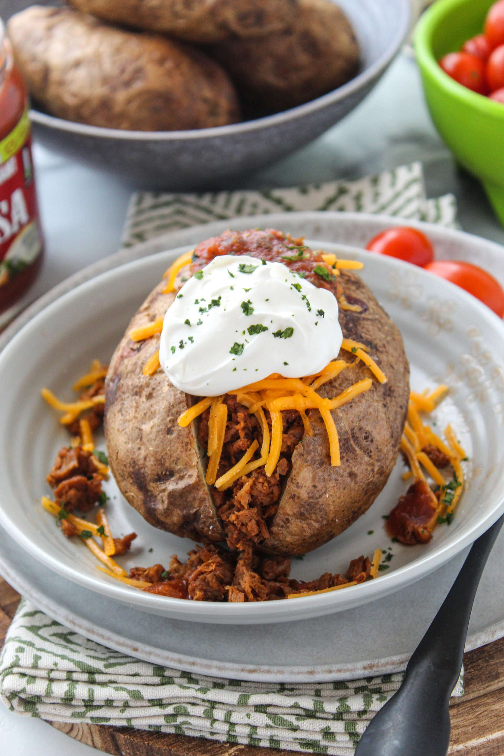 Vegetarian Taco Baked Potato | Baking You Happier