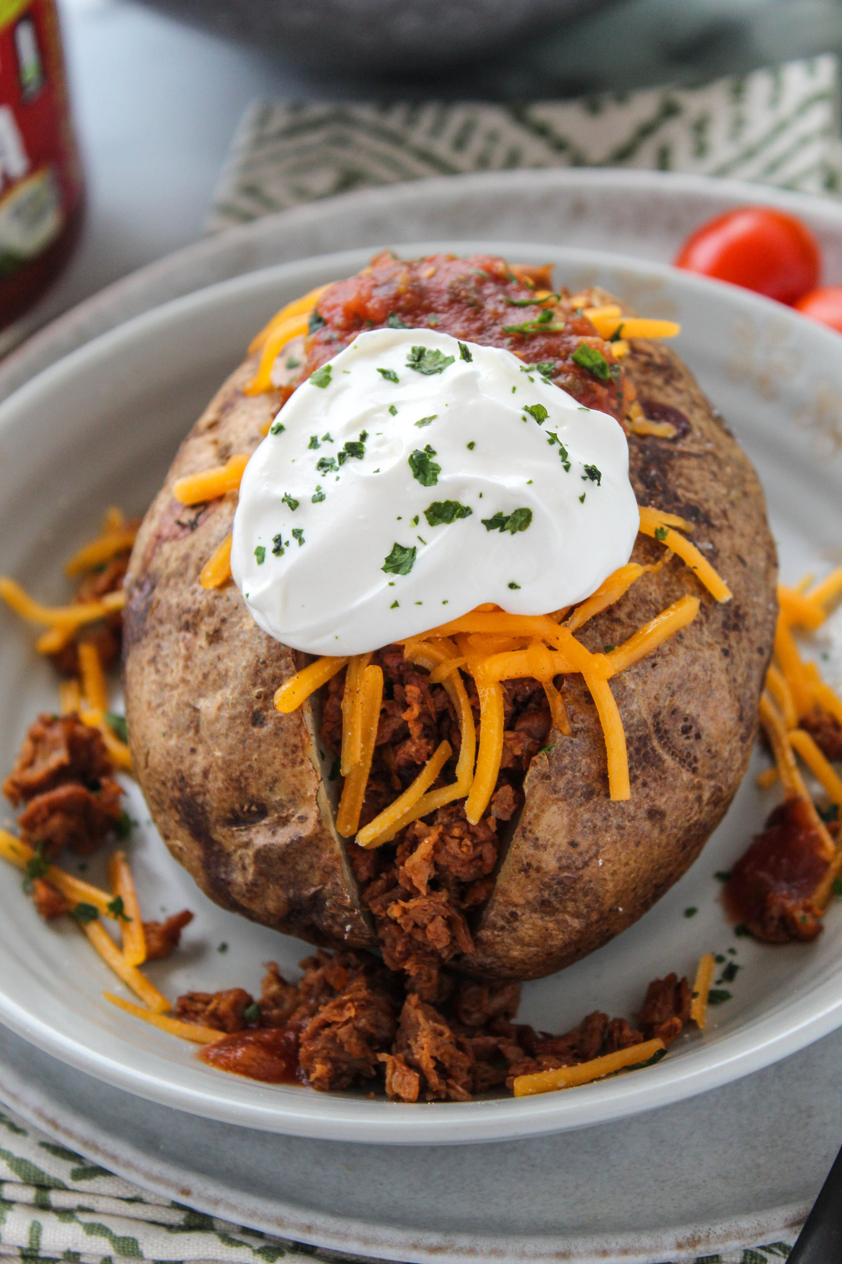 Vegetarian Taco Baked Potato - Baking You Happier