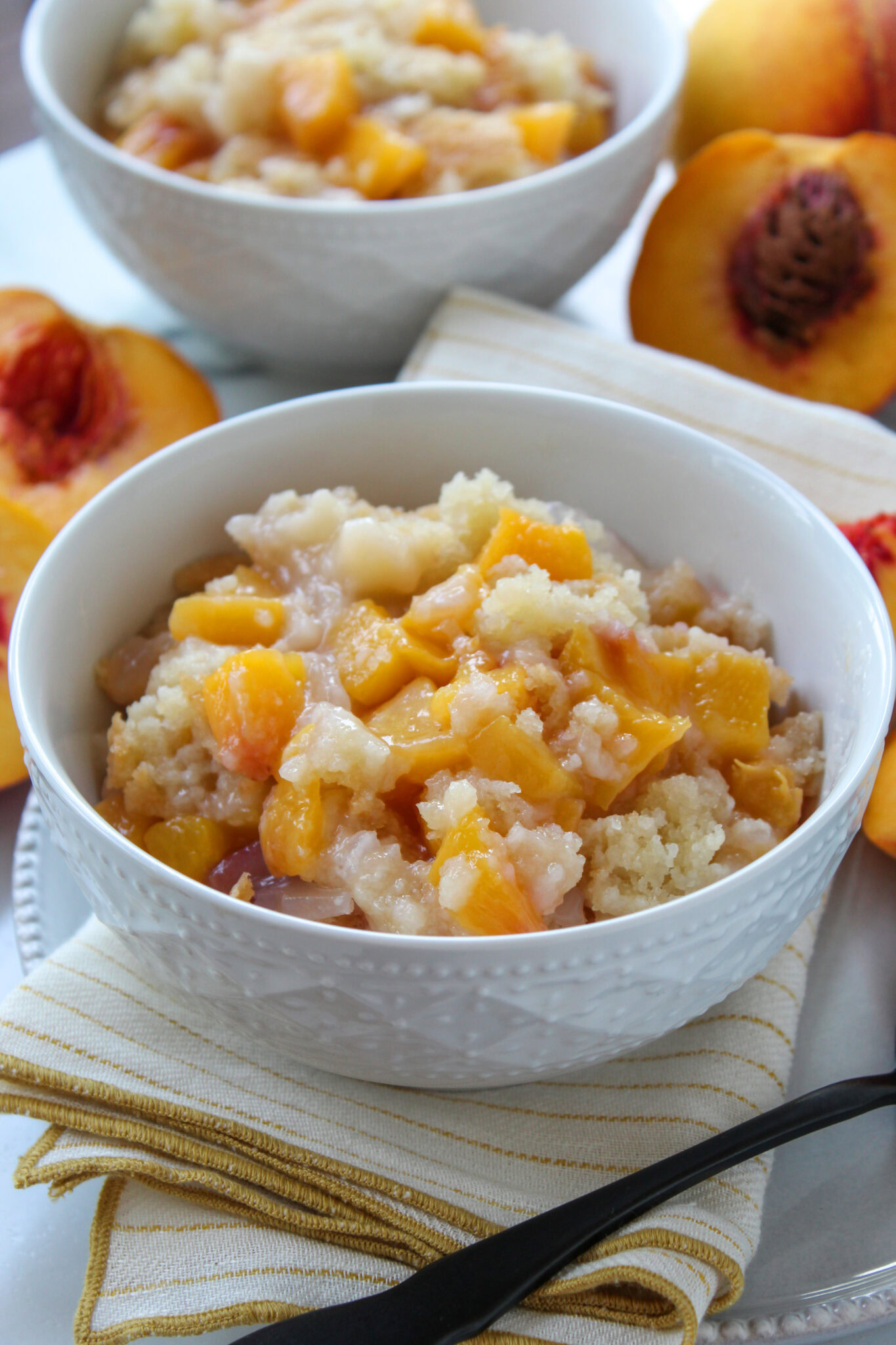 Baked Sticky Peach Pudding - Baking You Happier