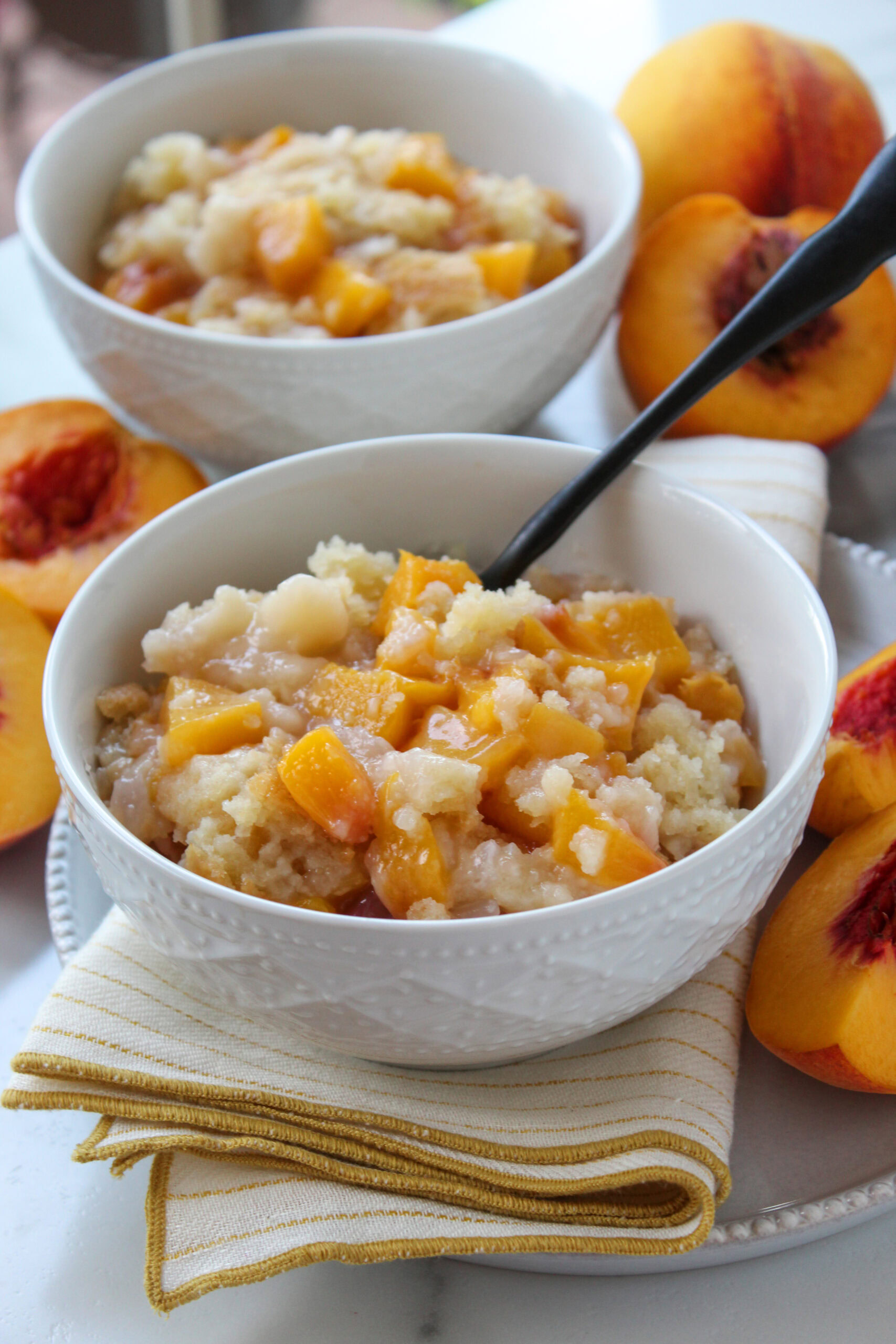 Baked Sticky Peach Pudding | Baking You Happier