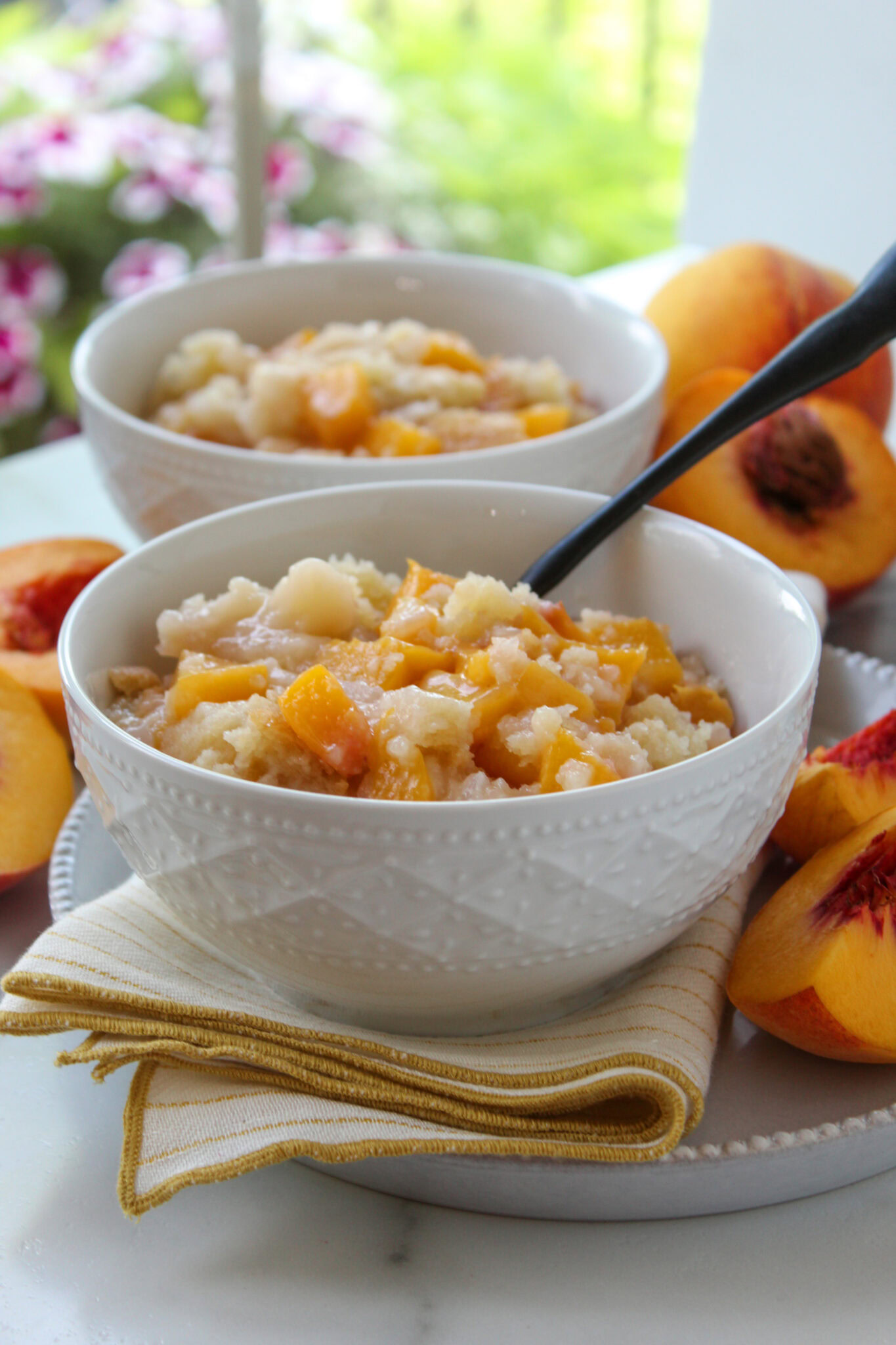 Baked Sticky Peach Pudding | Baking You Happier