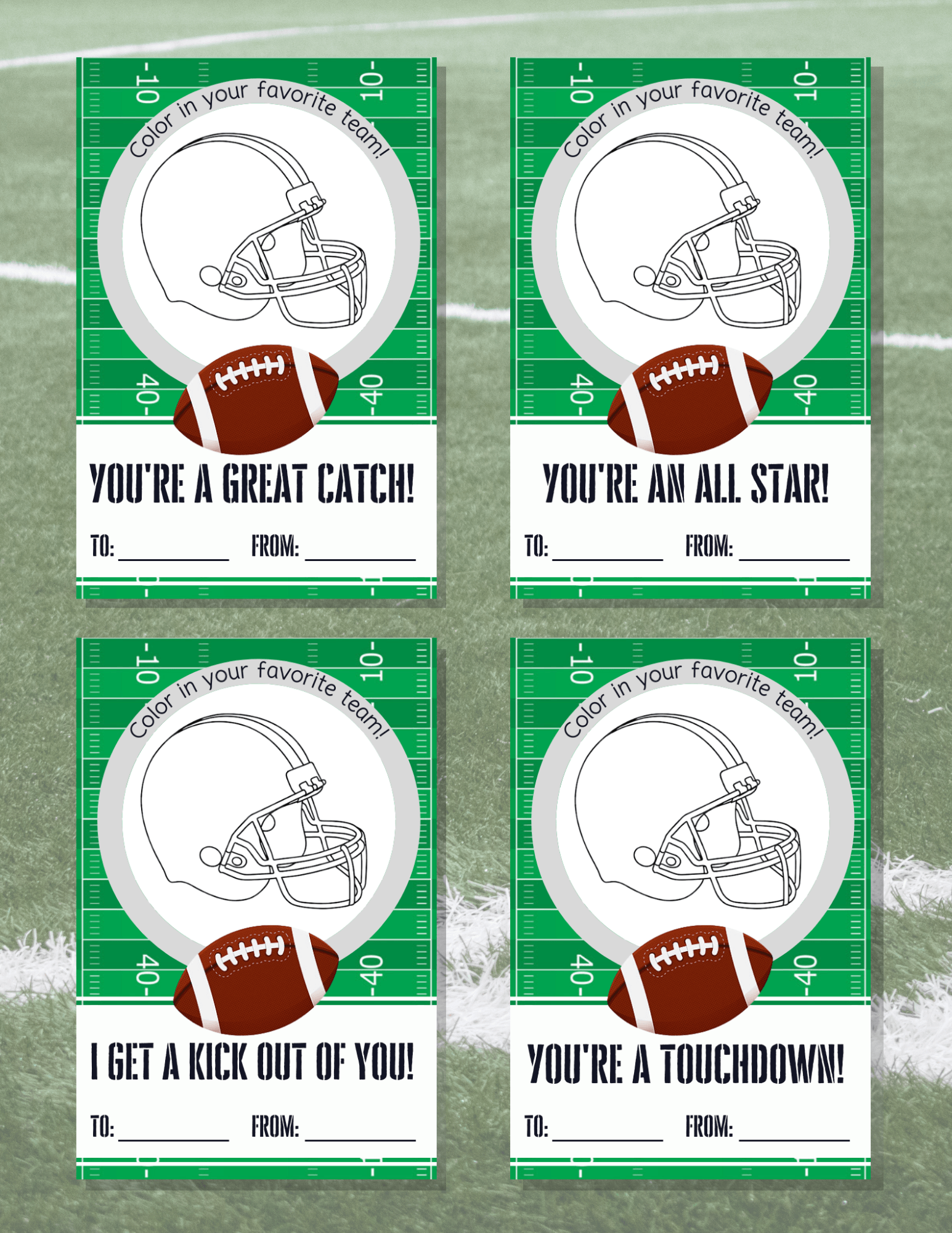 Free Printable Football Valentine Cards - Baking You Happier