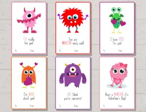 Free Printable Monster Valentine Cards | Baking You Happier