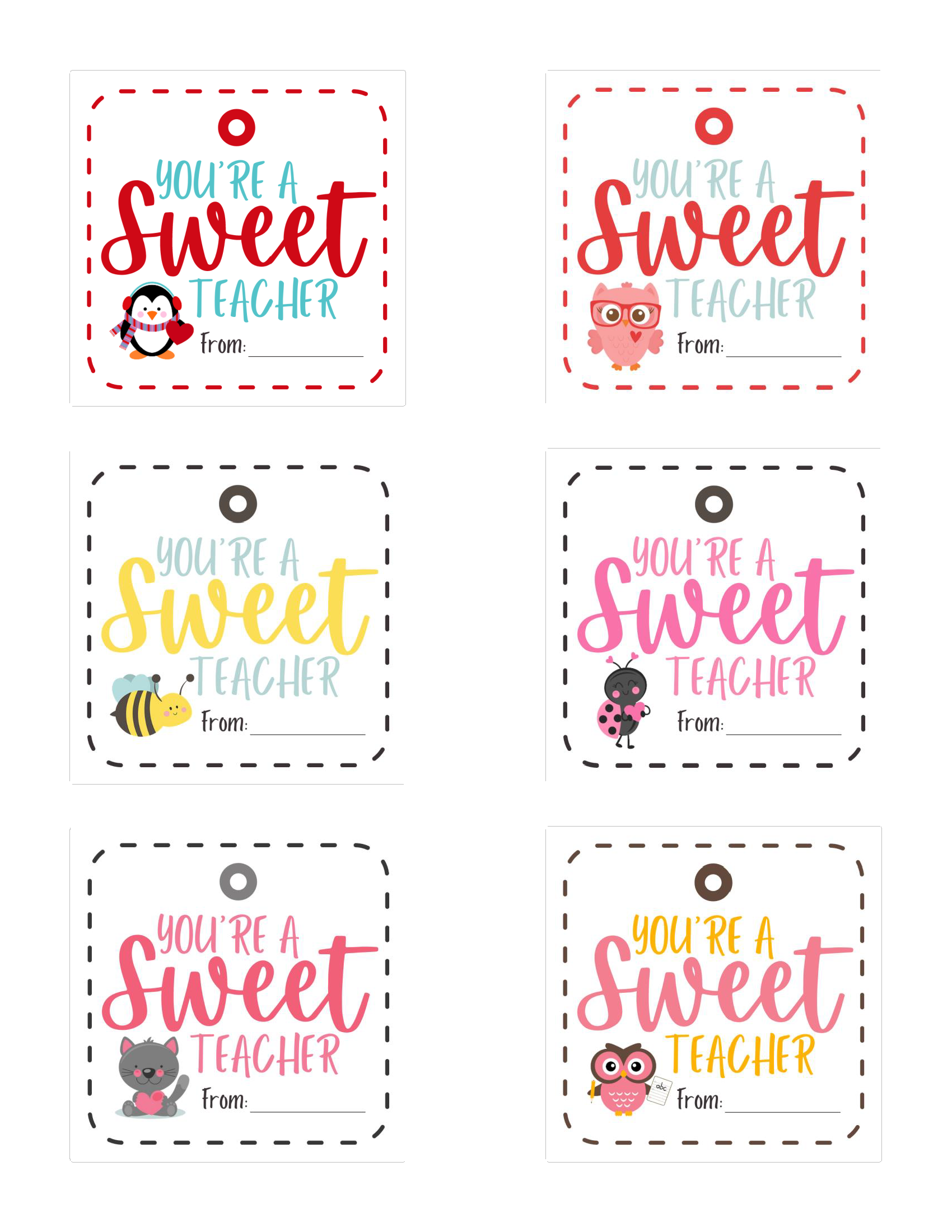 You're a Sweet Teacher Free Printable Gift Tags | Baking You Happier