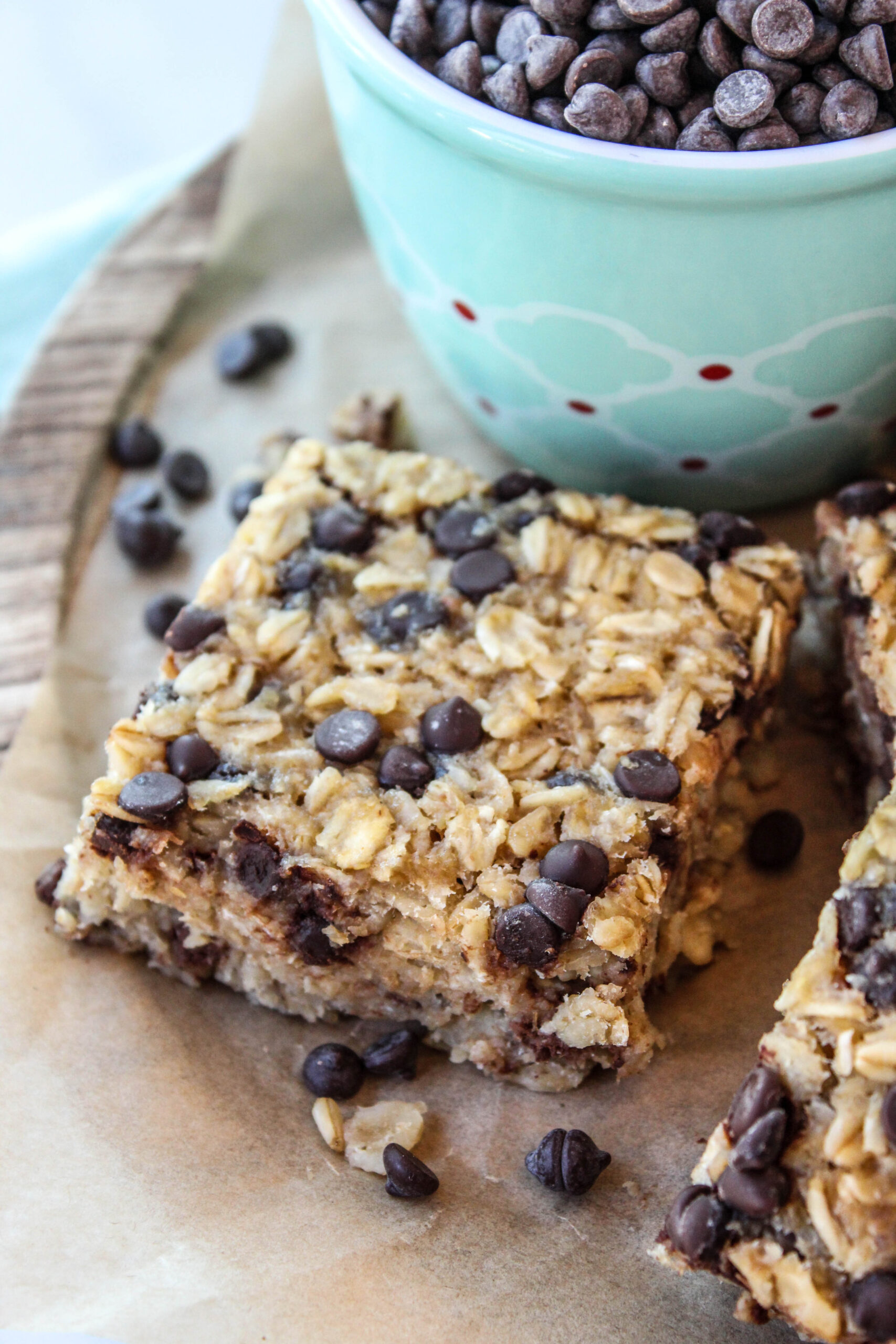 Easy Chocolate Chip Oatmeal Breakfast Squares | Baking You Happier
