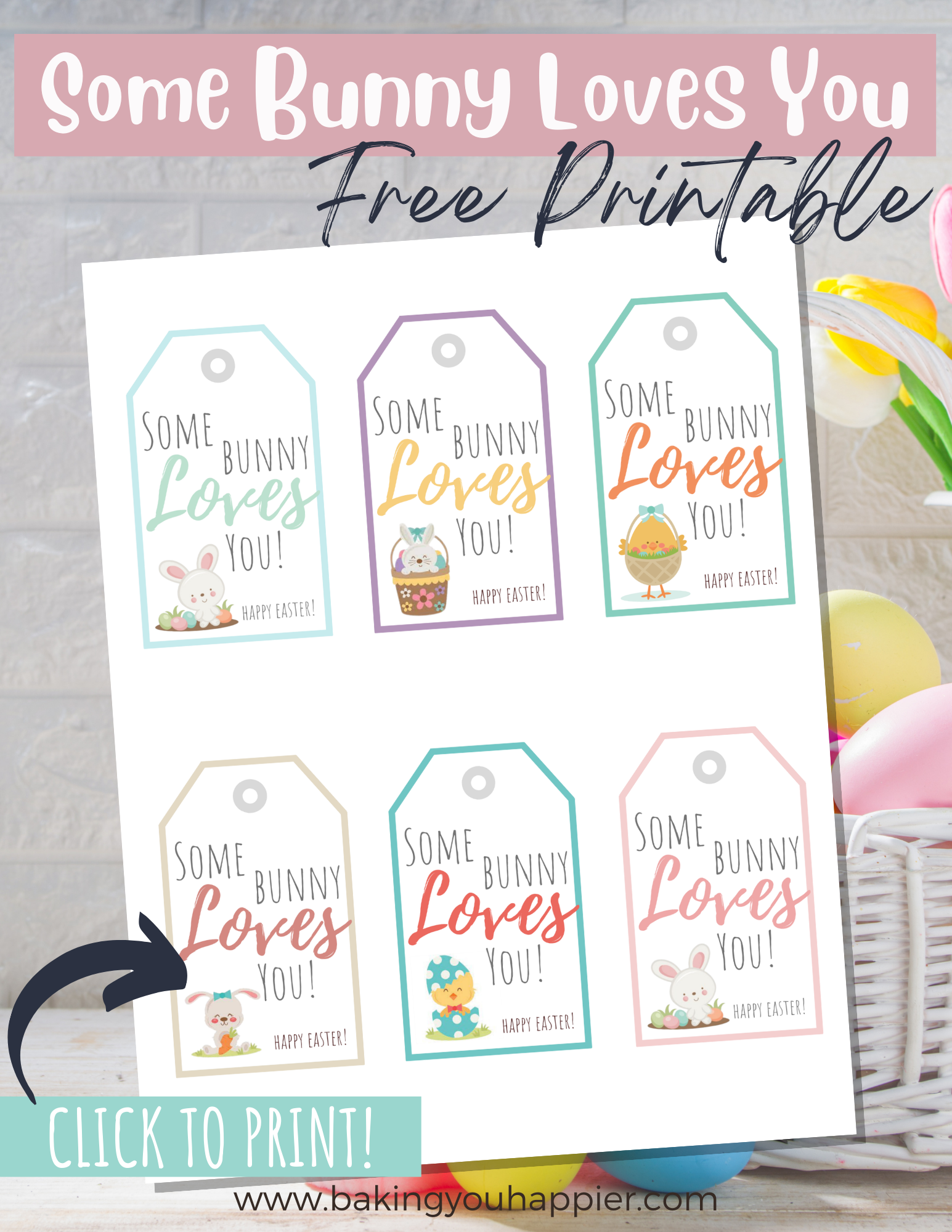 Some Bunny Loves You Free Printable Gift Tag | Baking You Happier