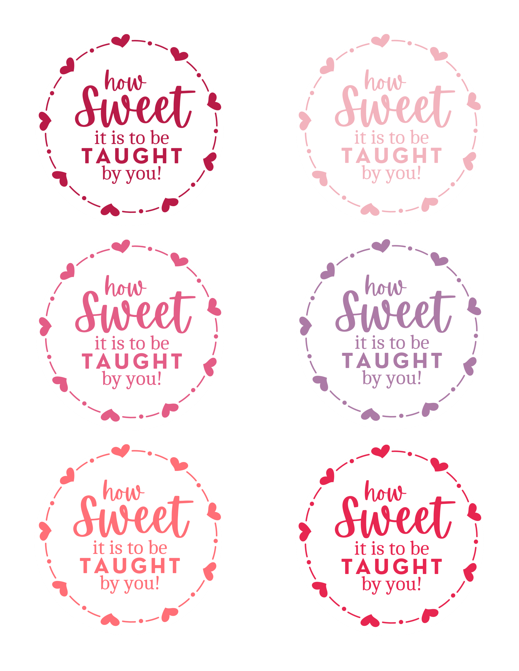 How Sweet It Is to Be Taught by You Teacher Valentine Gift Tags ...