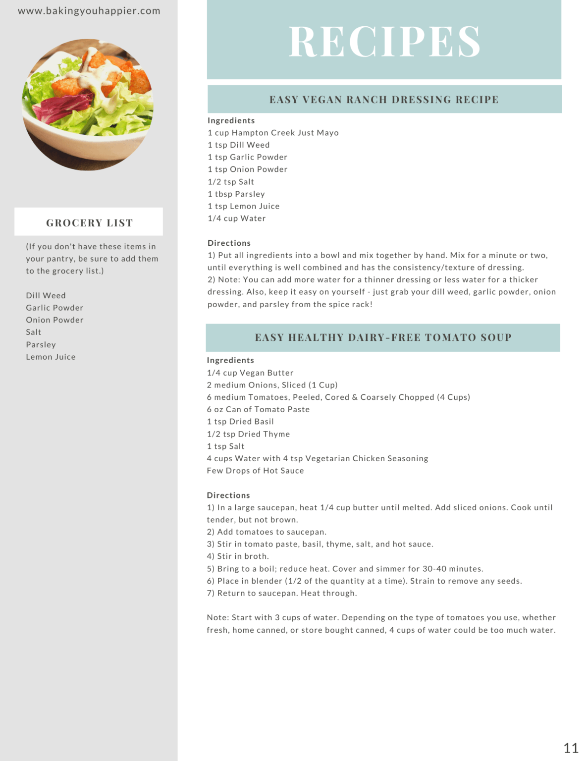 Dairy-Free Weekly Meal Plan - Baking You Happier
