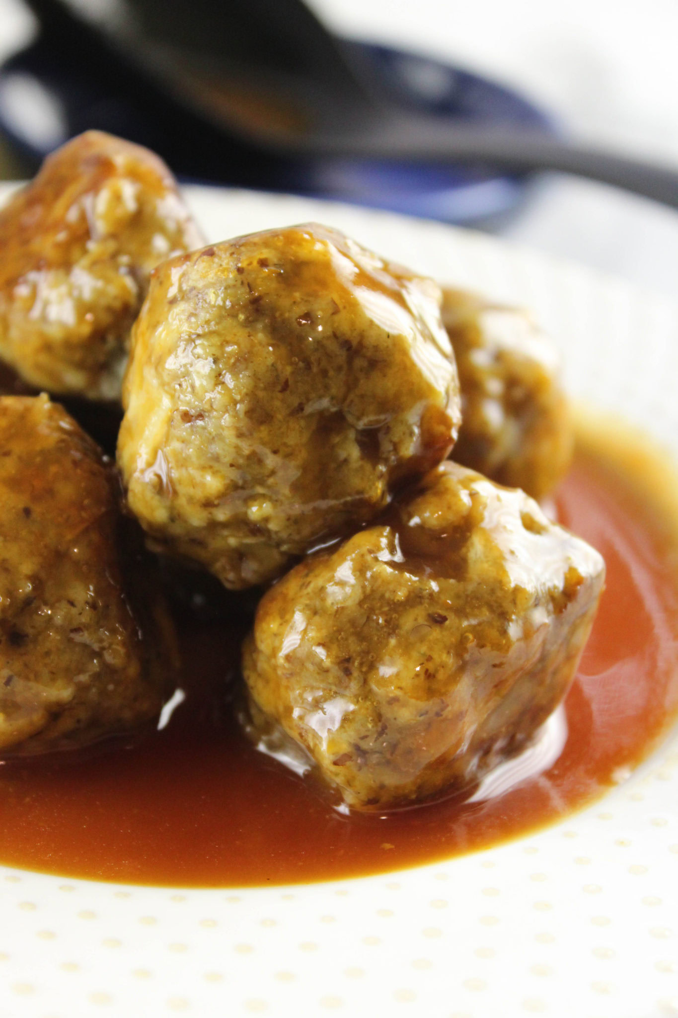 Saucy Vegetarian Meatballs - Baking You Happier