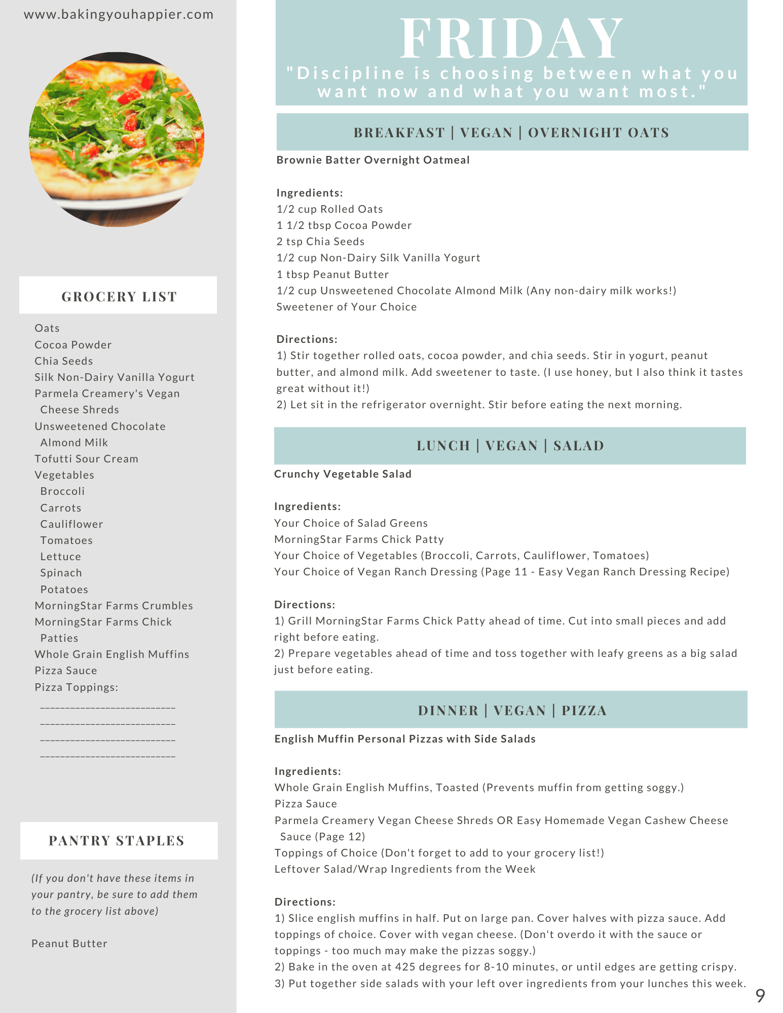 Dairy-Free Weekly Meal Plan - Baking You Happier