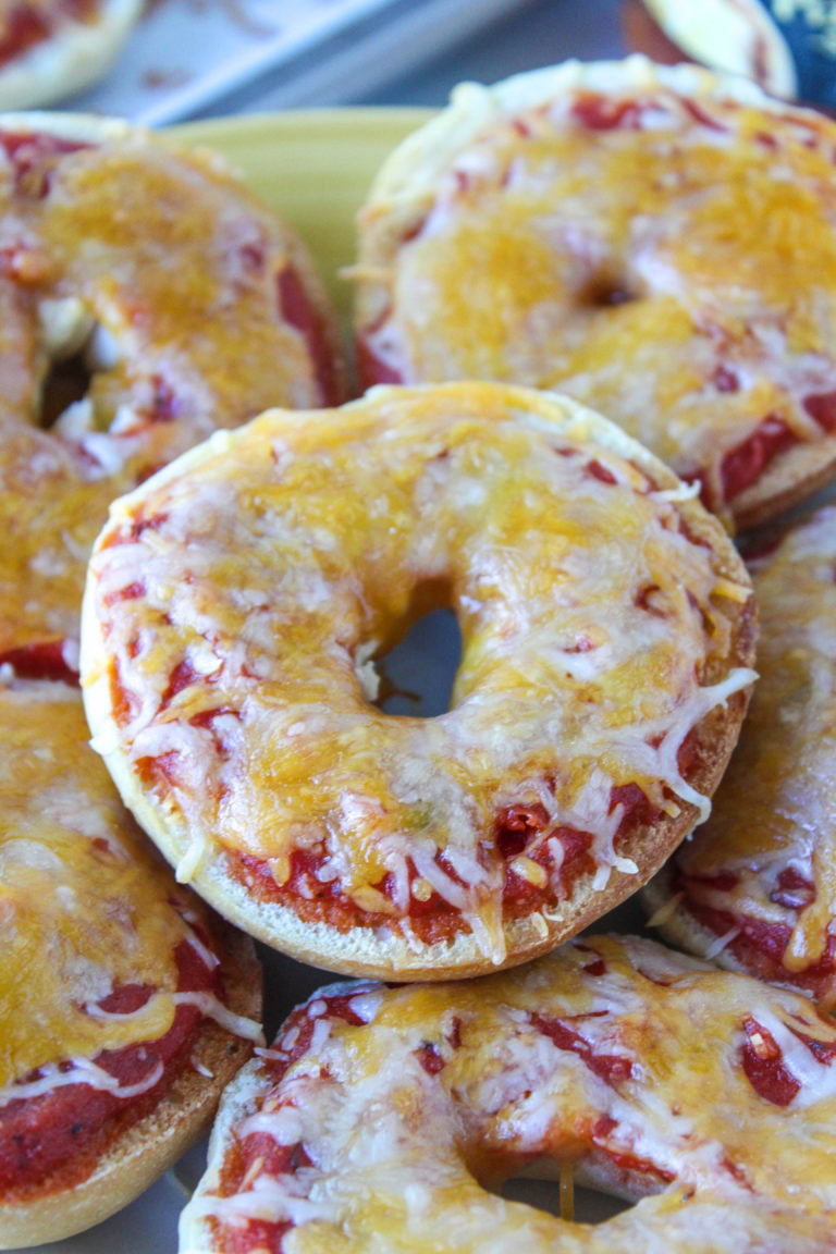 Mini Pizza Bagels - Baking You Happier