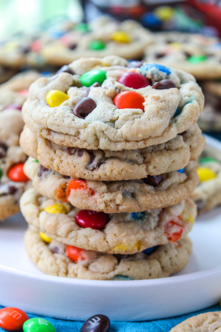 Soft & Chewy M&M Cookies - Baking You Happier