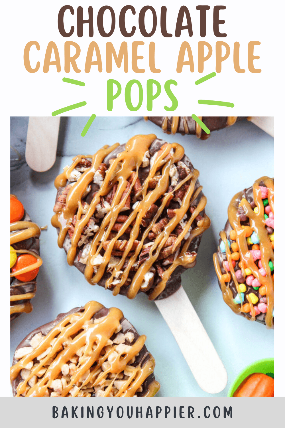 Chocolate Caramel Candied Apple Pops - Baking You Happier