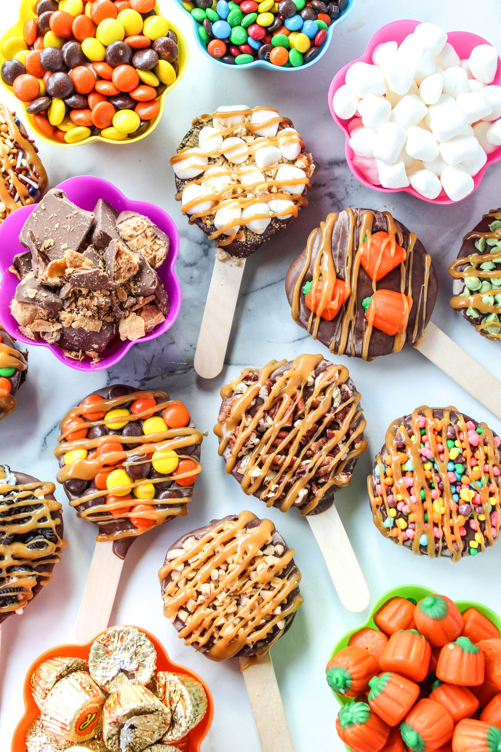 Caramel Apple Slices On A Stick