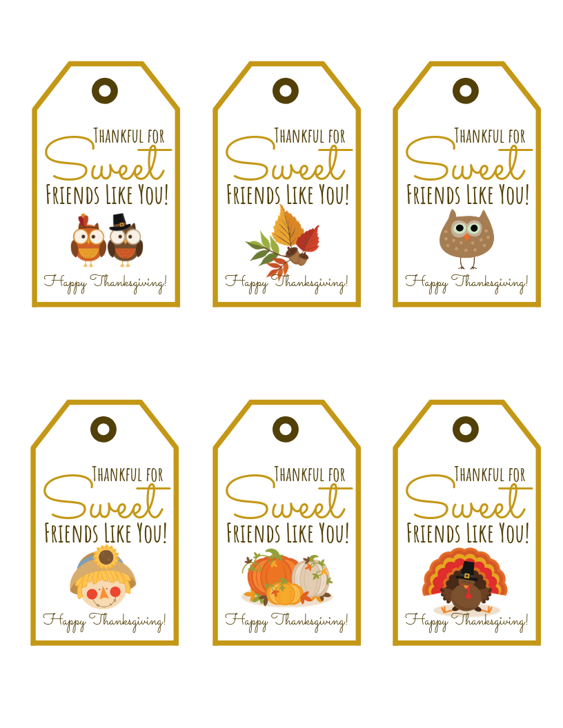 Thankful for Sweet Friends Like You Free Printable Gift Tags | Baking ...
