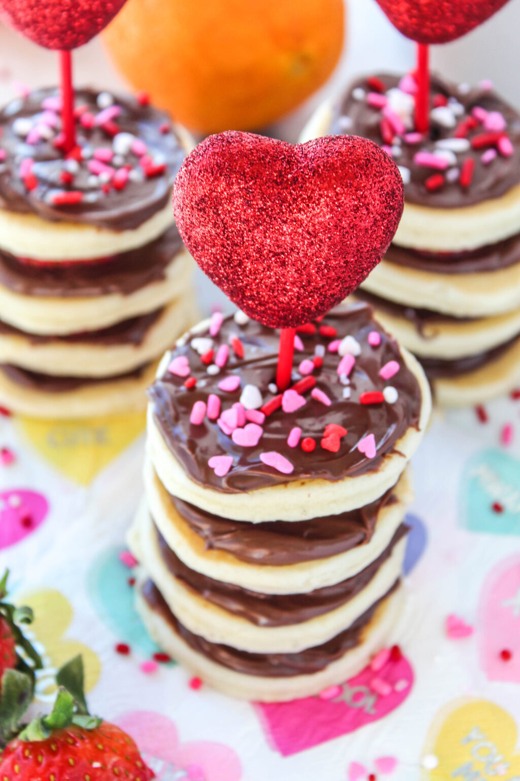 Valentine Mini-Pancake Stacks - Baking You Happier