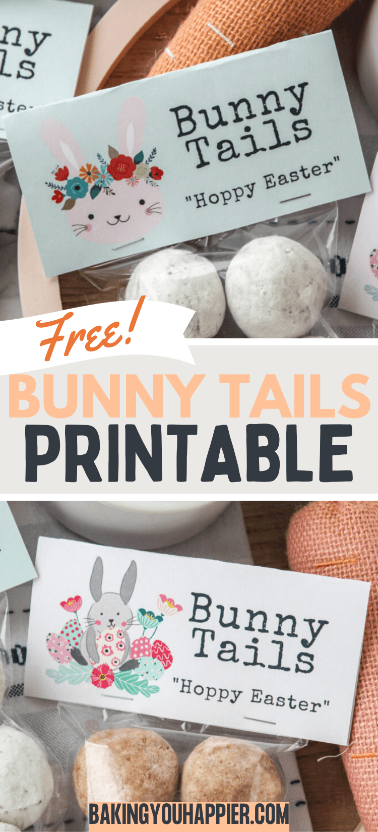 Bunny Tails Printable Treat Bag Topper - Baking You Happier