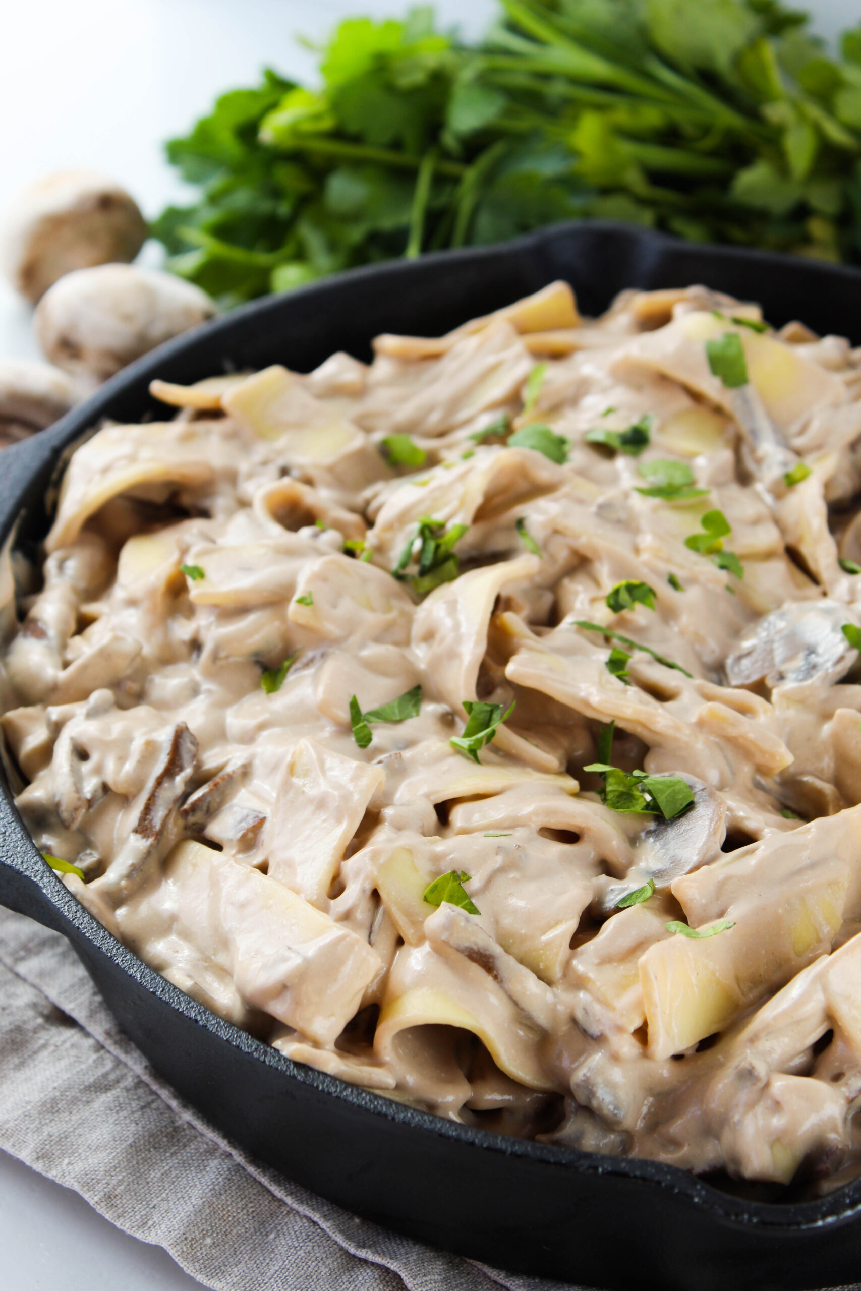 Vegetarian Beef Stroganoff | Baking You Happier