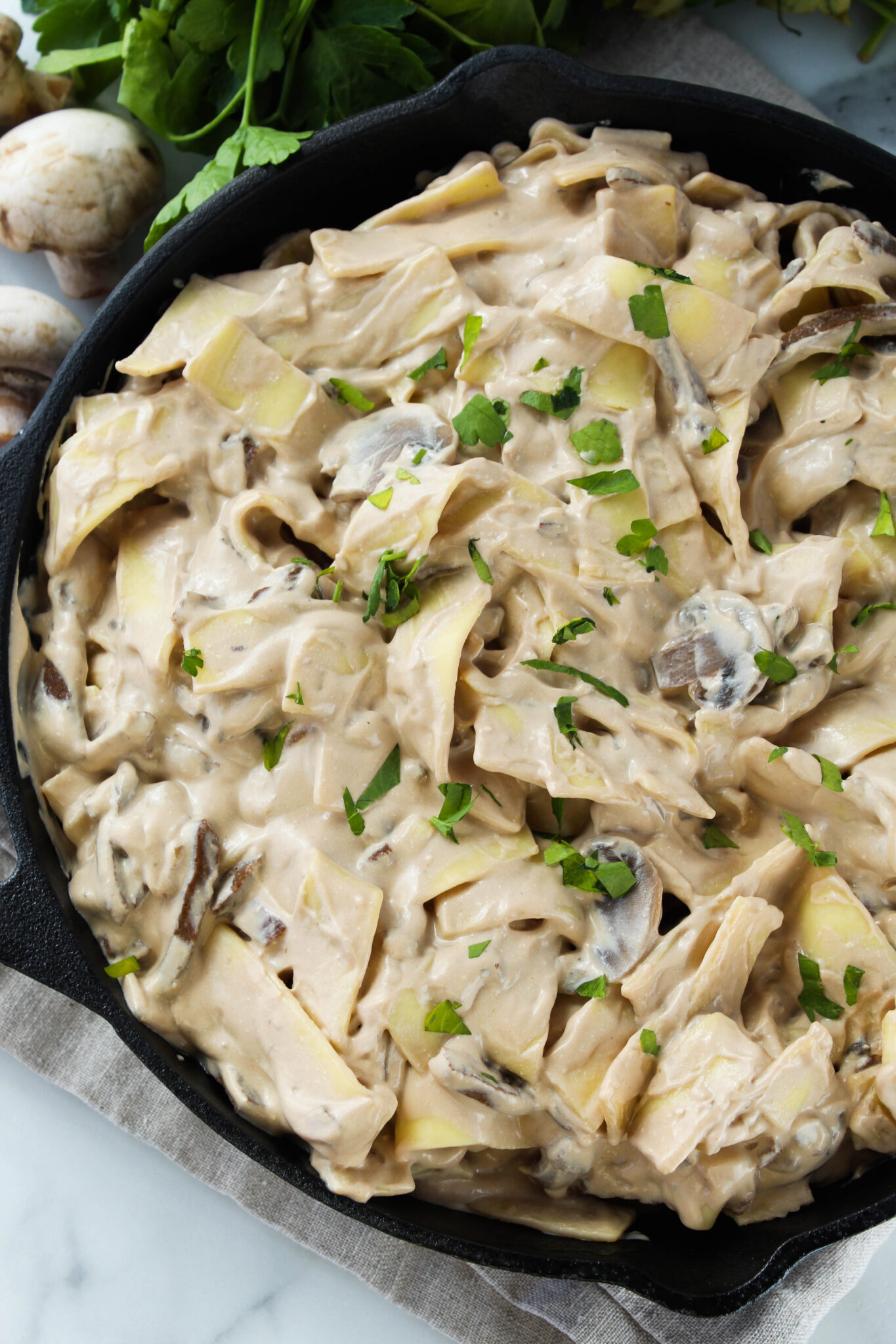 Vegetarian Beef Stroganoff | Baking You Happier
