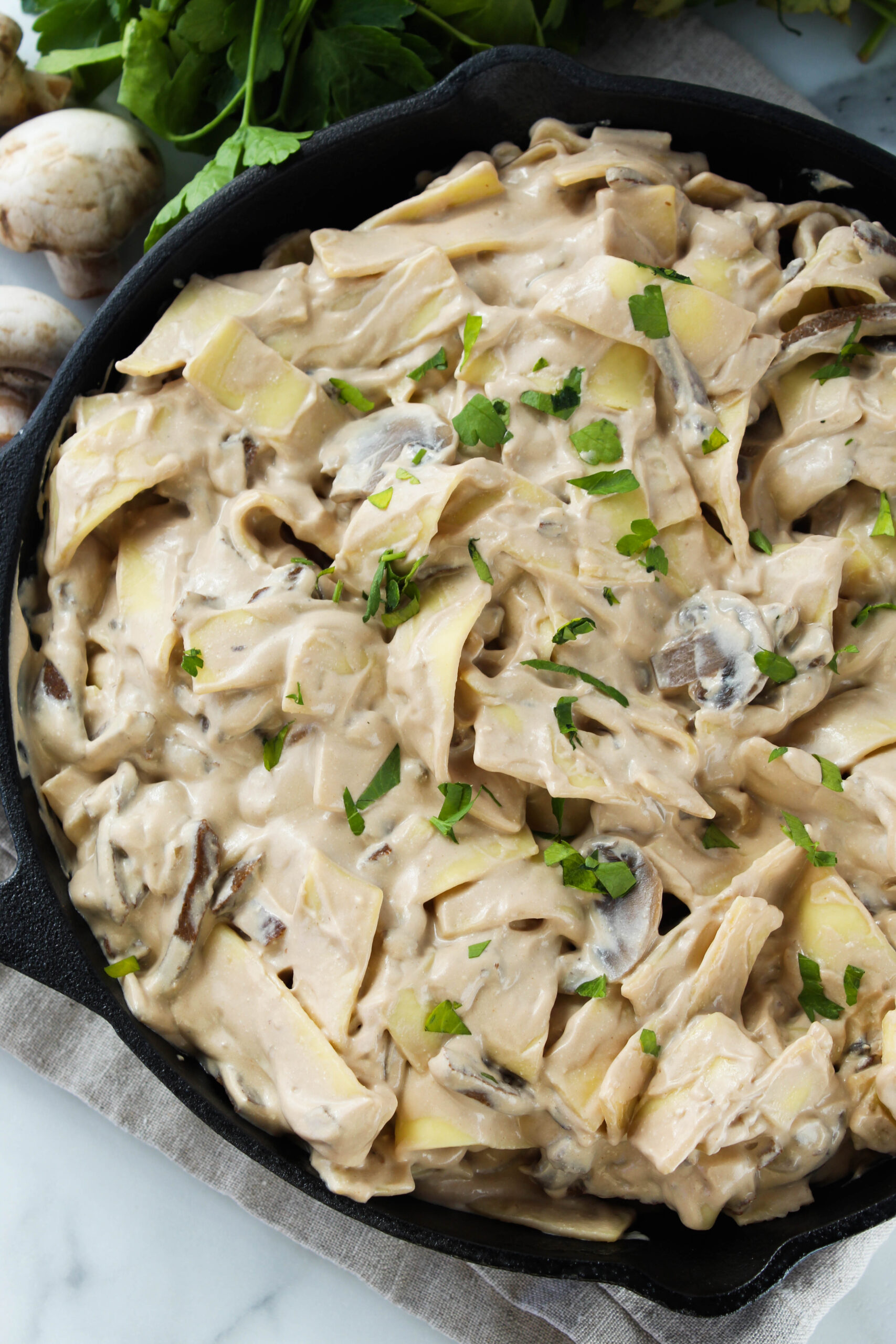 Vegetarian Beef Stroganoff | Baking You Happier
