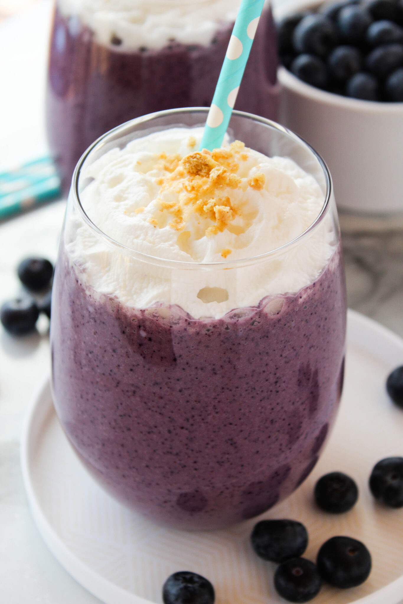 Blueberry Cheesecake Protein Smoothie | Baking You Happier