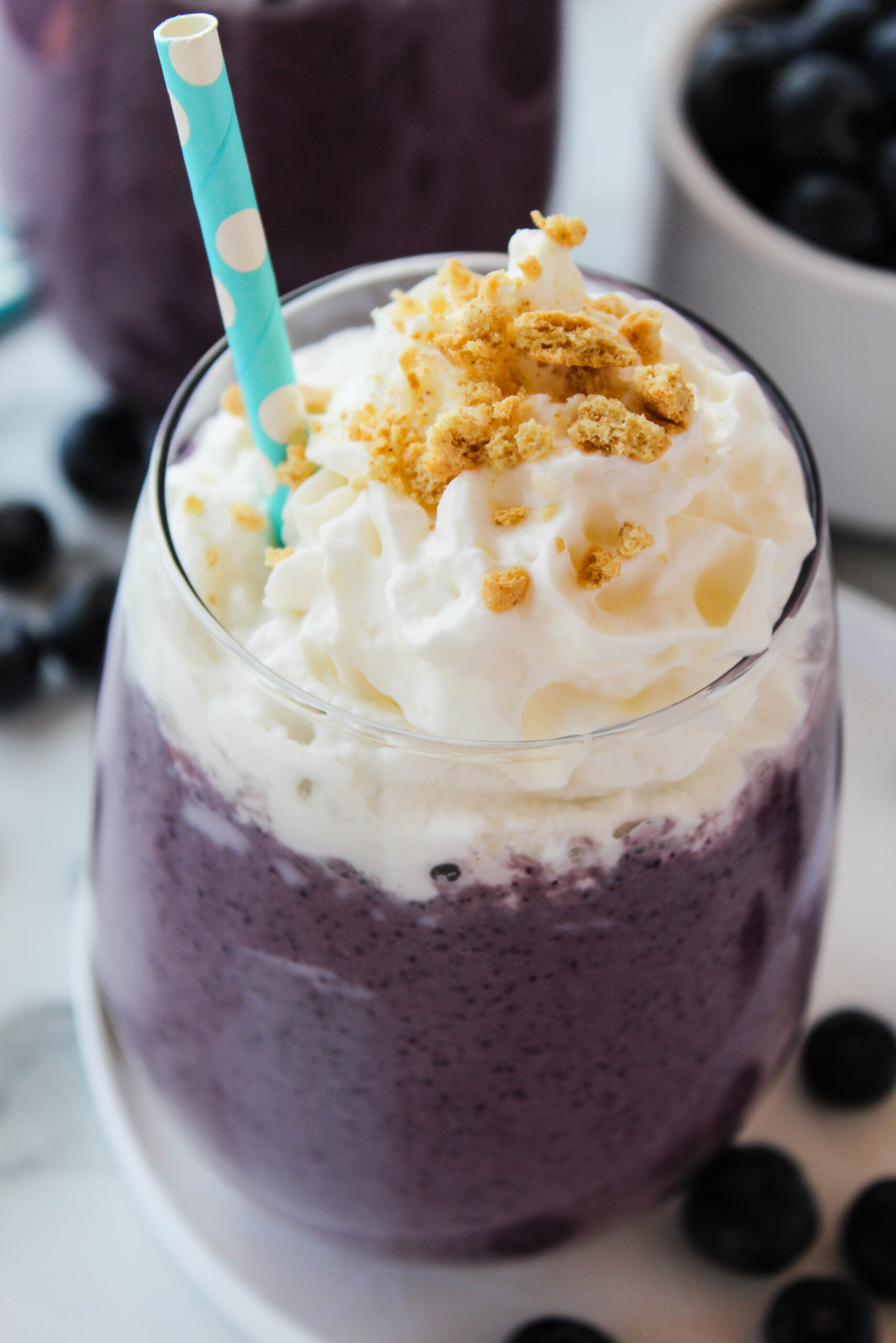 Blueberry Cheesecake Protein Smoothie | Baking You Happier