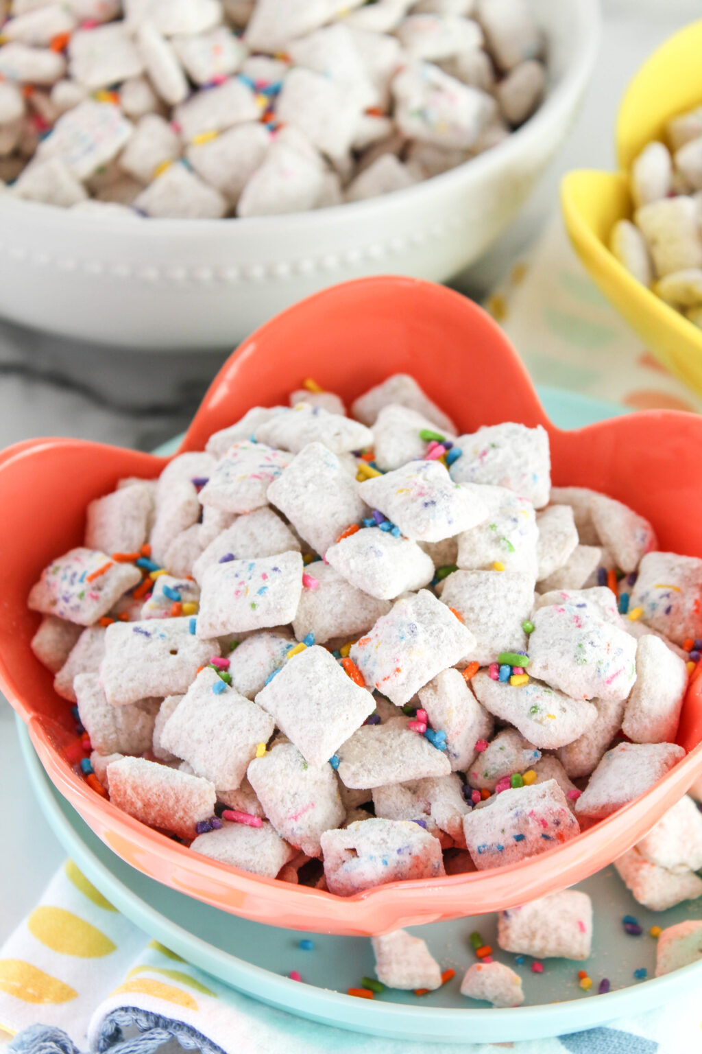 Cake Batter Puppy Chow - Baking You Happier