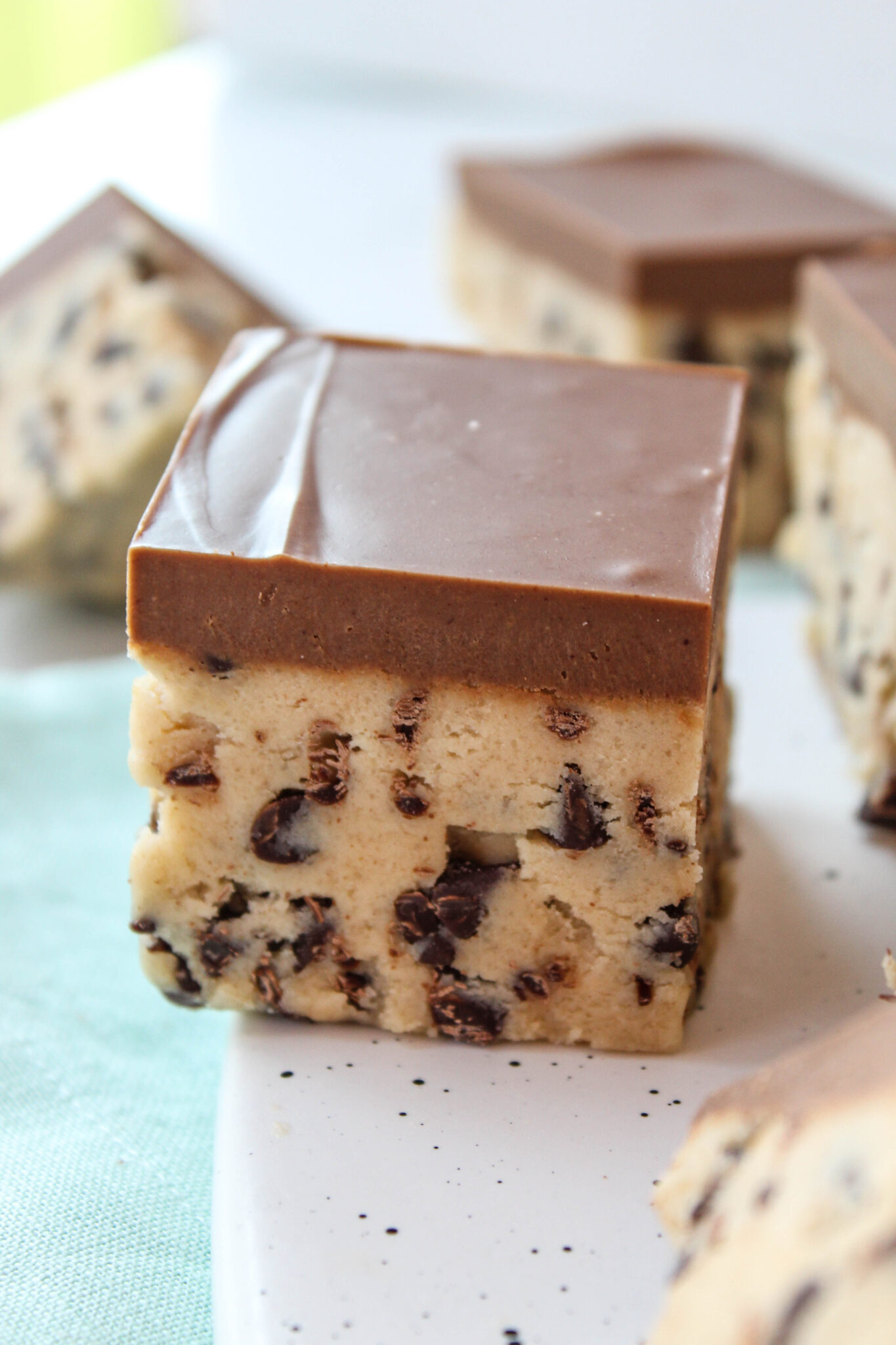 Peanut Butter Chocolate Chip Cookie Dough Bars | Baking You Happier