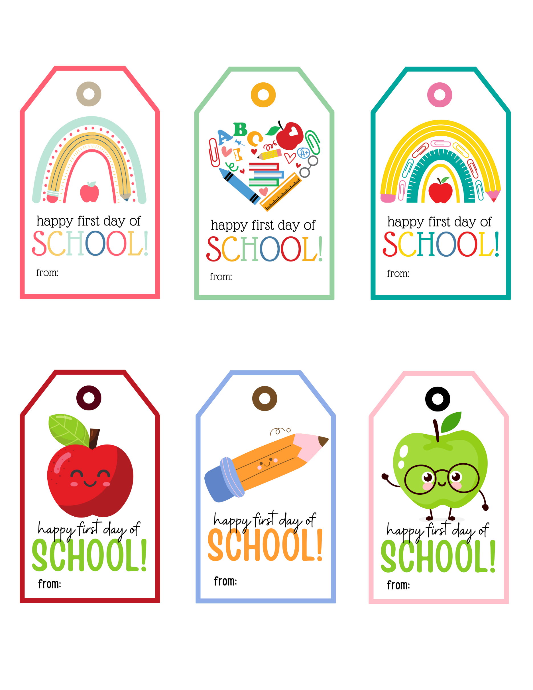 Happy First Day of School Free Printable Gift Tags | Baking You Happier