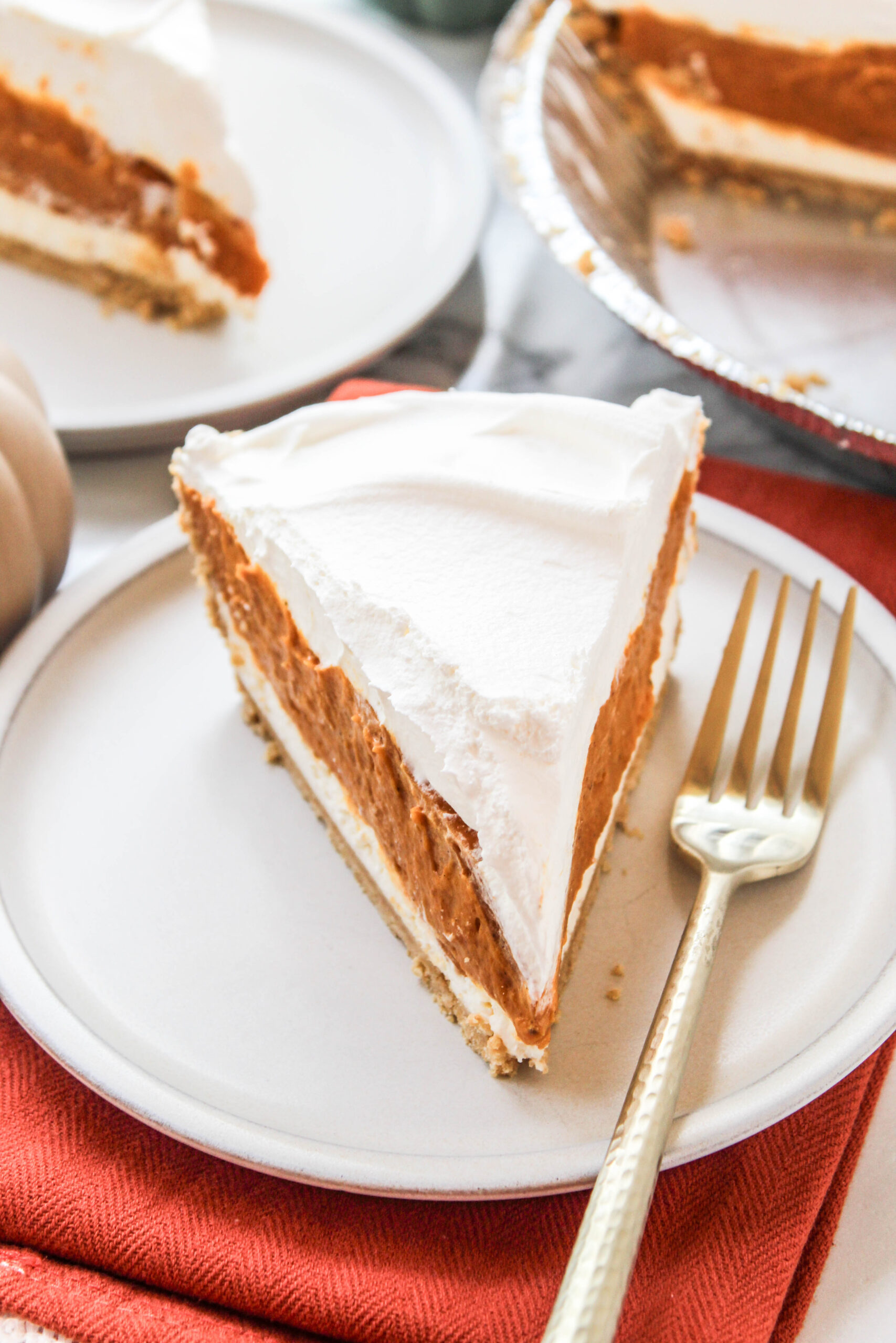 No Bake Triple Layer Pumpkin Pie | Baking You Happier