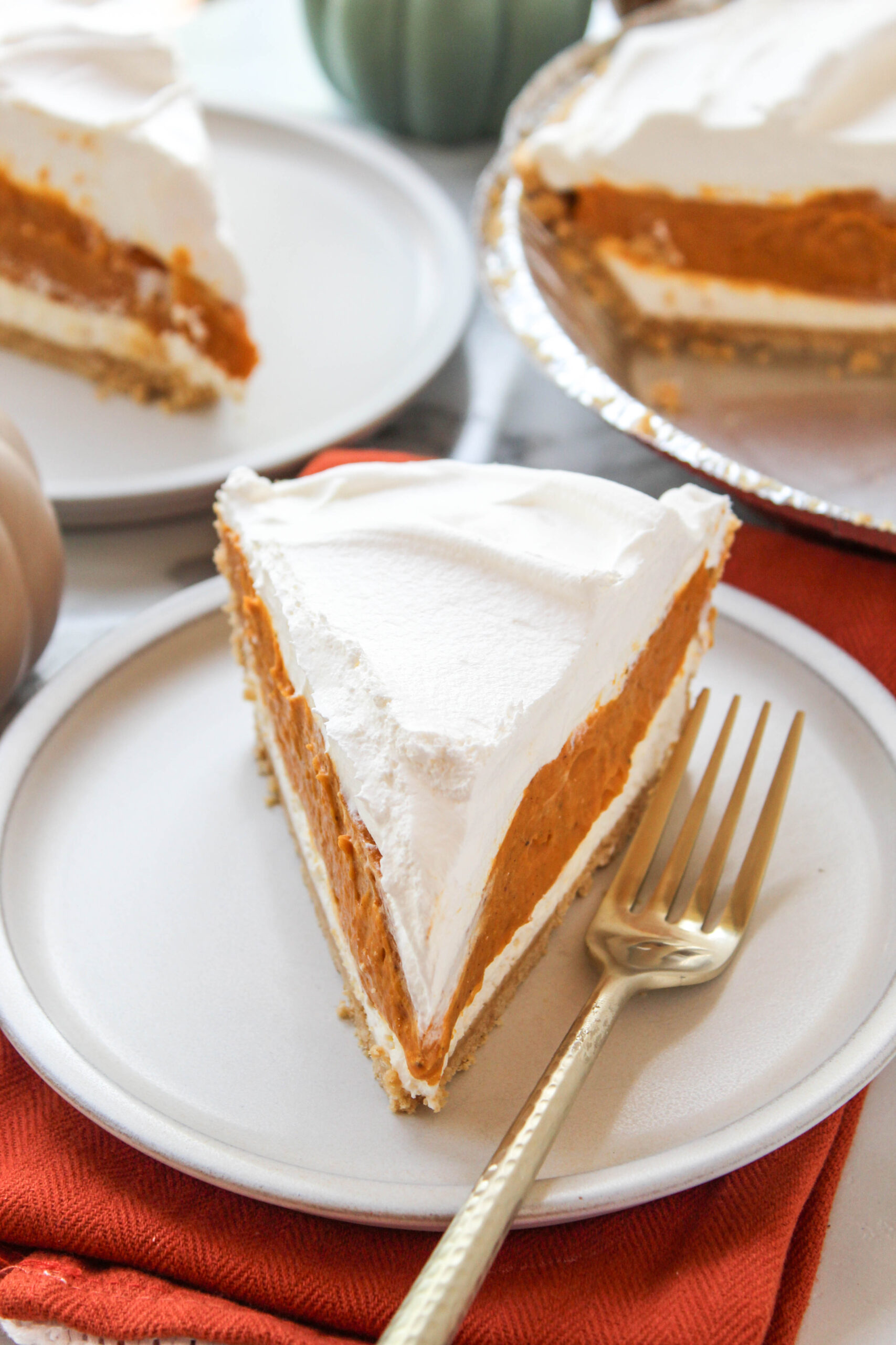 No Bake Triple Layer Pumpkin Pie | Baking You Happier