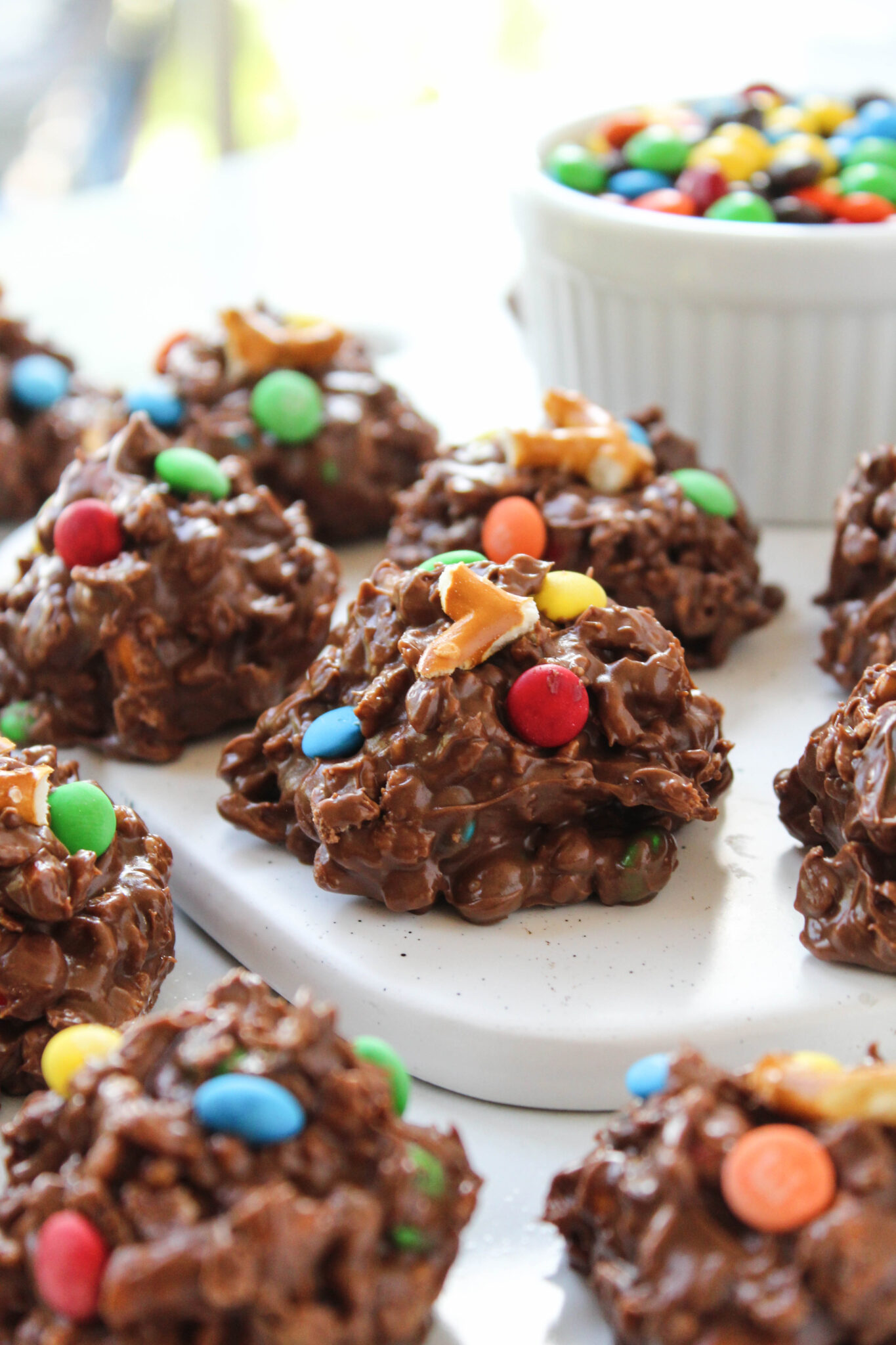 M&M Chocolate Candy Clusters - Baking You Happier