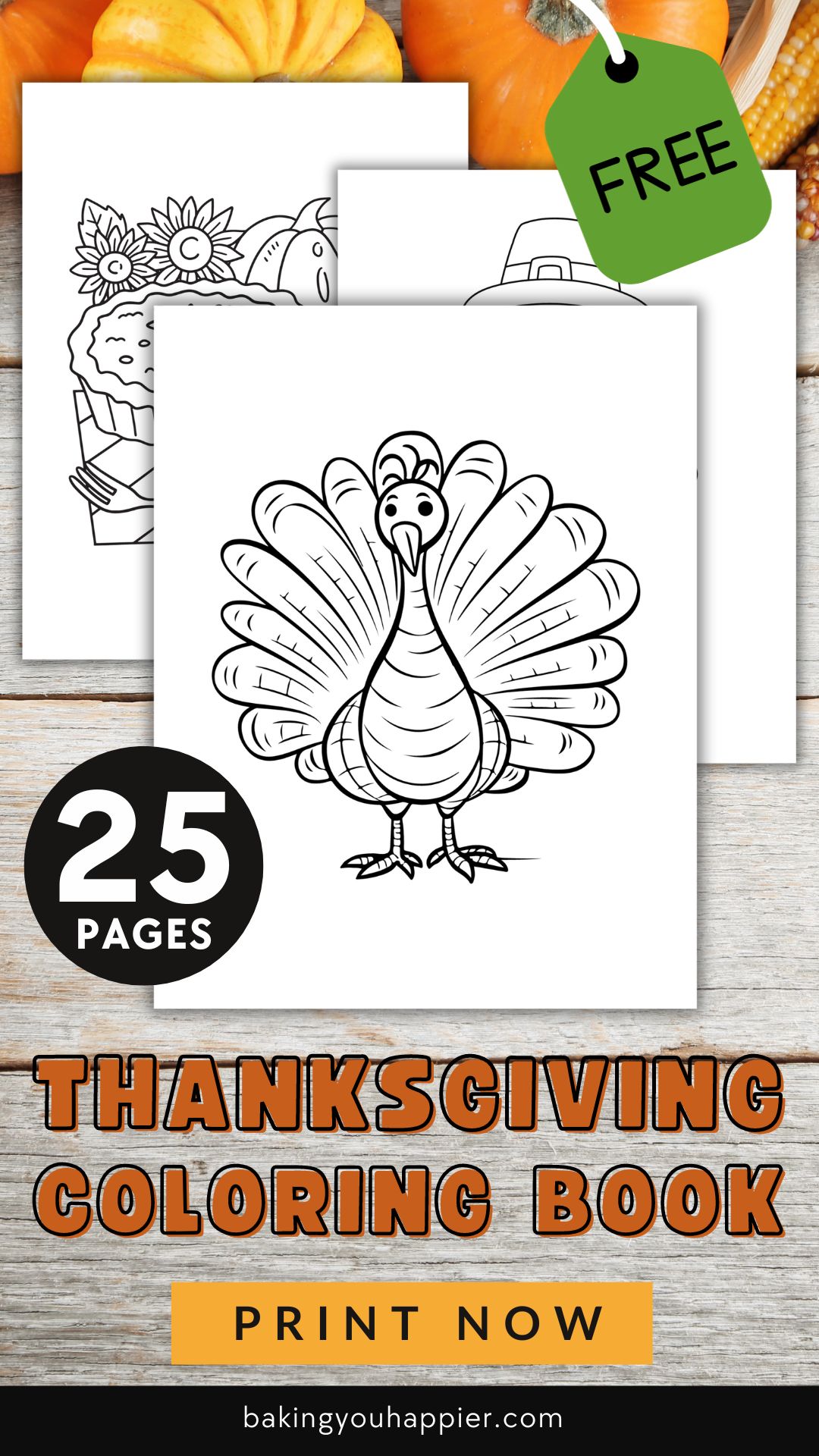 Free Printable Thanksgiving Coloring Book - Baking You Happier