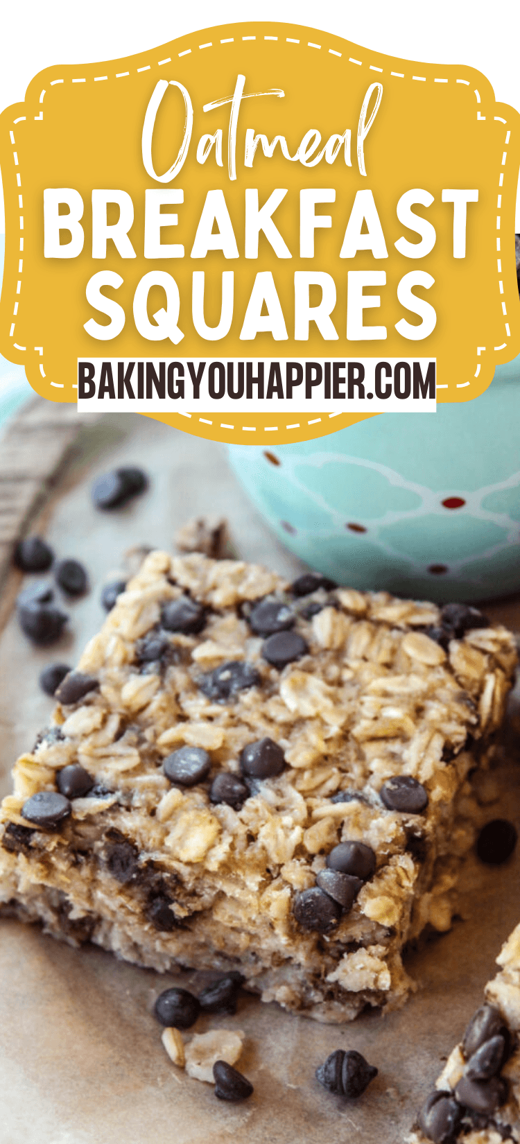 Easy Chocolate Chip Oatmeal Breakfast Squares - Baking You Happier