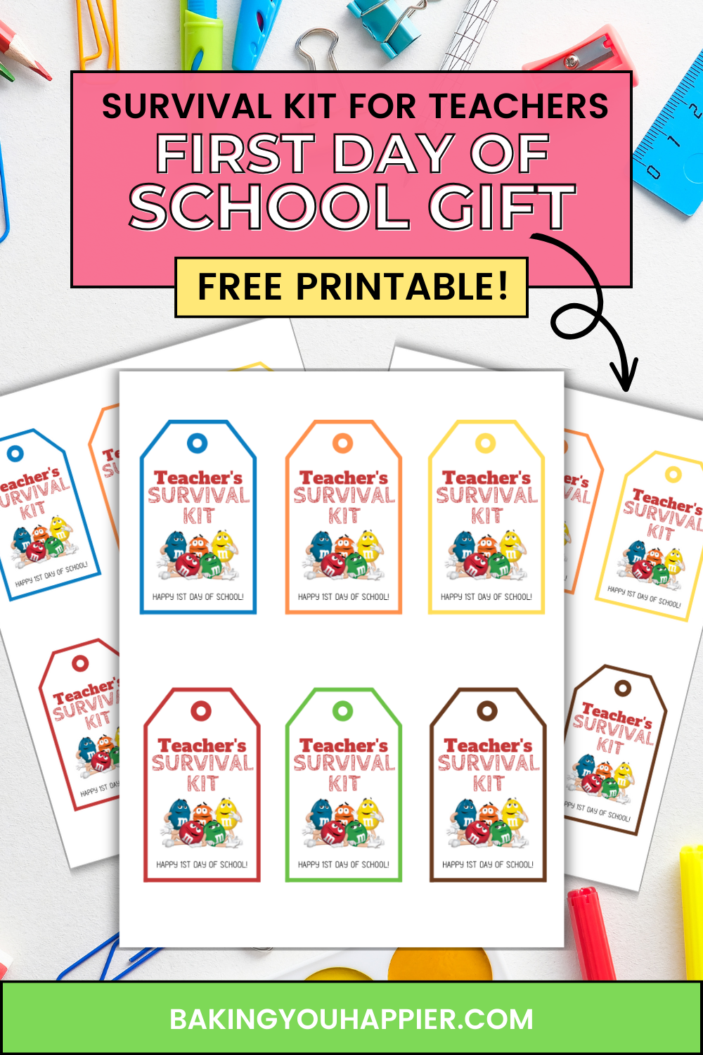 Teacher's Survival Kit Free Printable Gift Tags | Baking You Happier