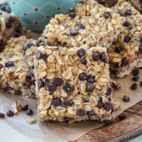 Easy Chocolate Chip Oatmeal Breakfast Squares - Baking You Happier