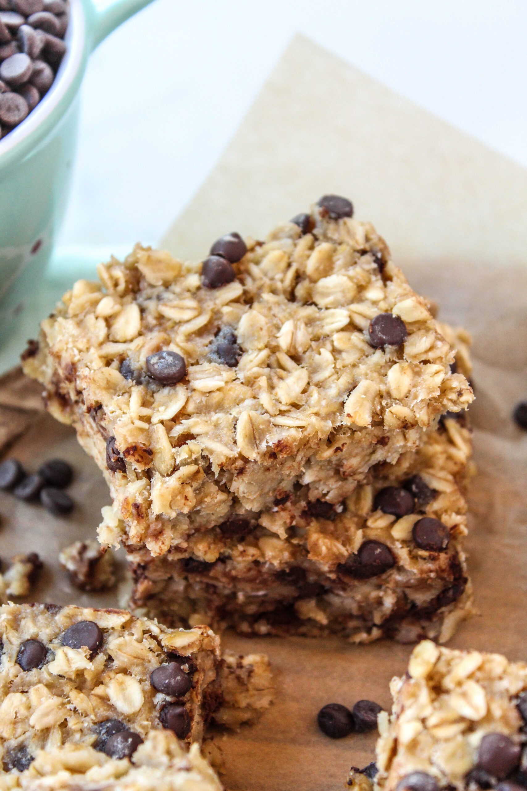 Easy Chocolate Chip Oatmeal Breakfast Squares - Baking You Happier