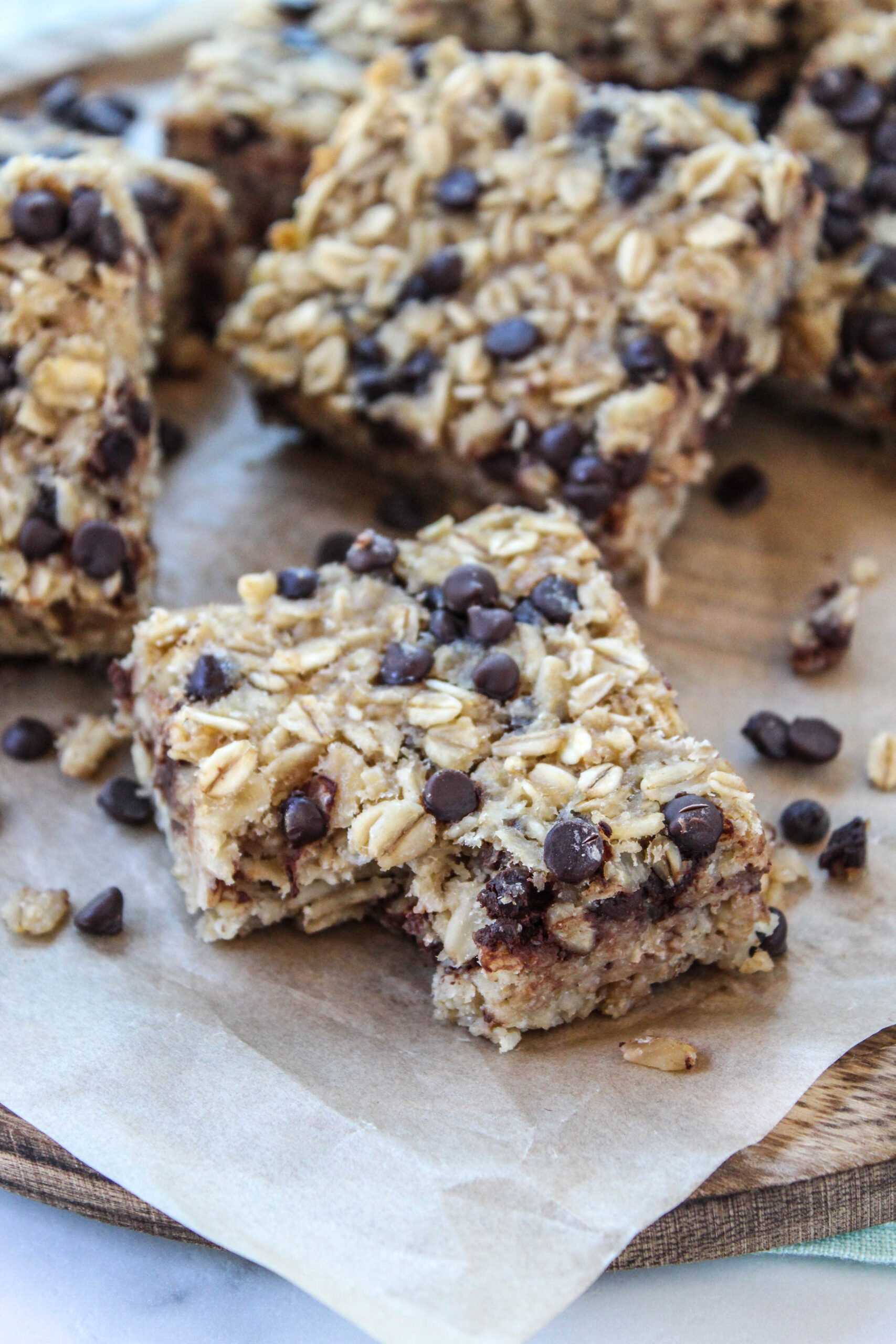 Easy Chocolate Chip Oatmeal Breakfast Squares - Baking You Happier