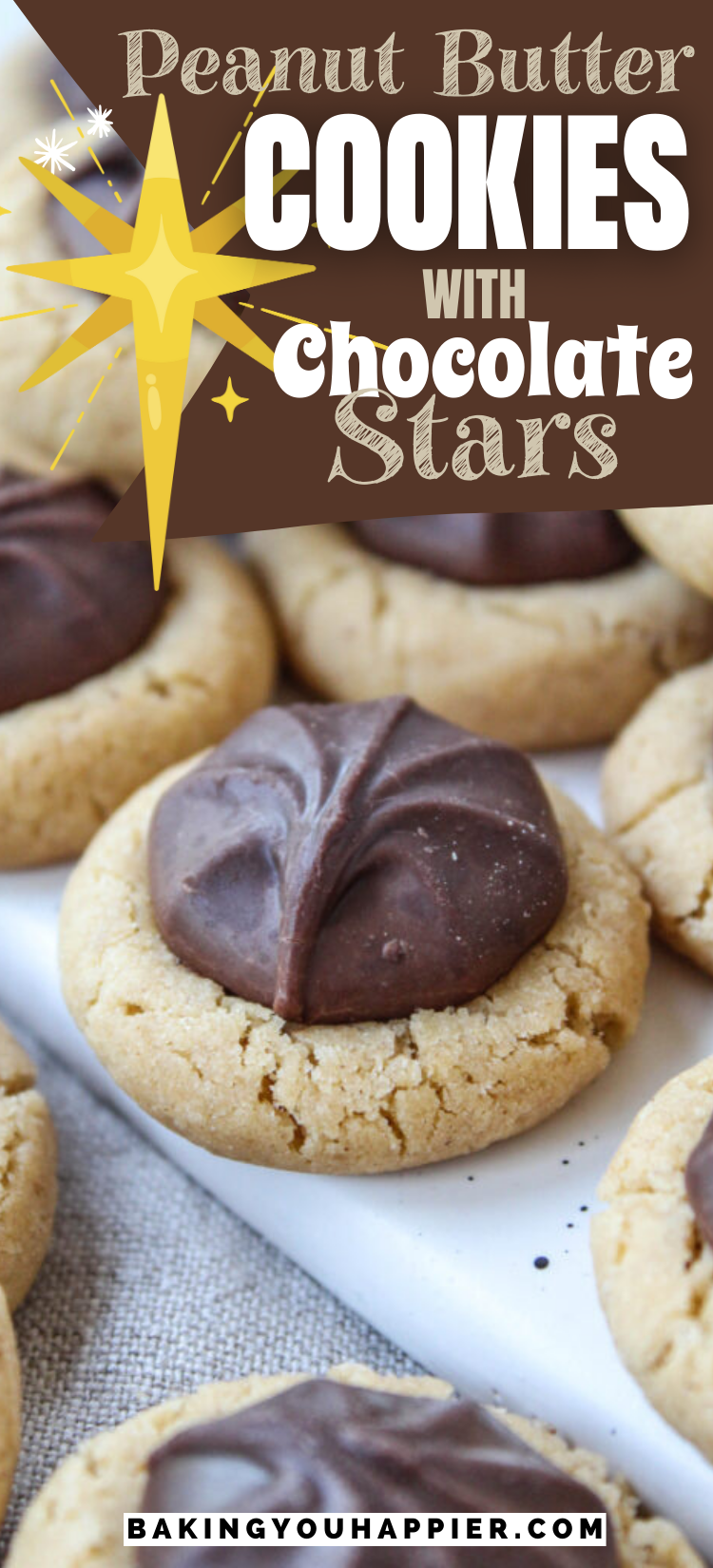 Peanut Butter Chocolate Star Cookies | Baking You Happier