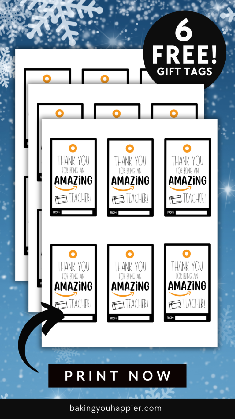 Free Teacher Appreciation Amazon Gift Card Tags | Baking You Happier