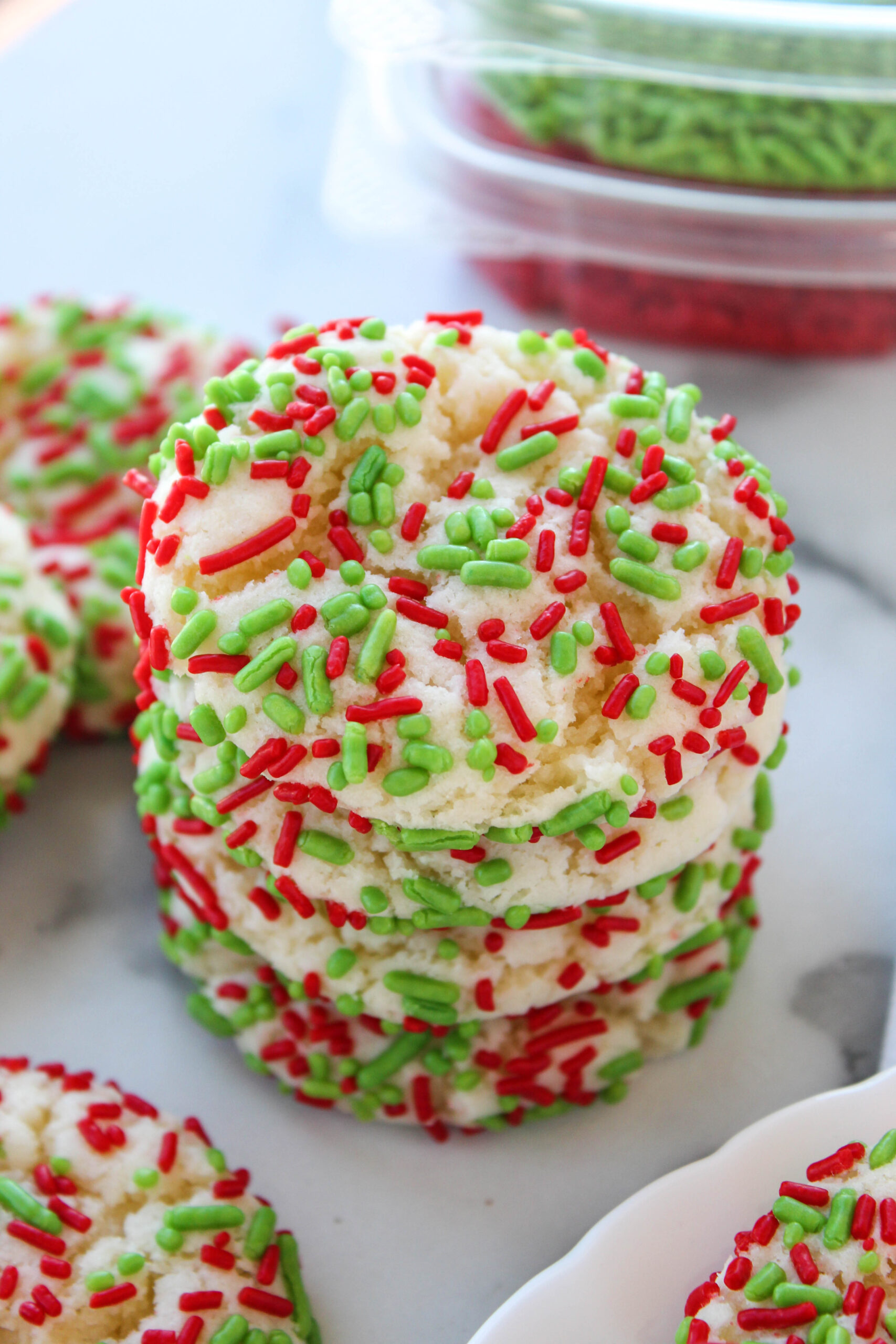Christmas Sprinkle Cake Mix Cookies | Baking You Happier