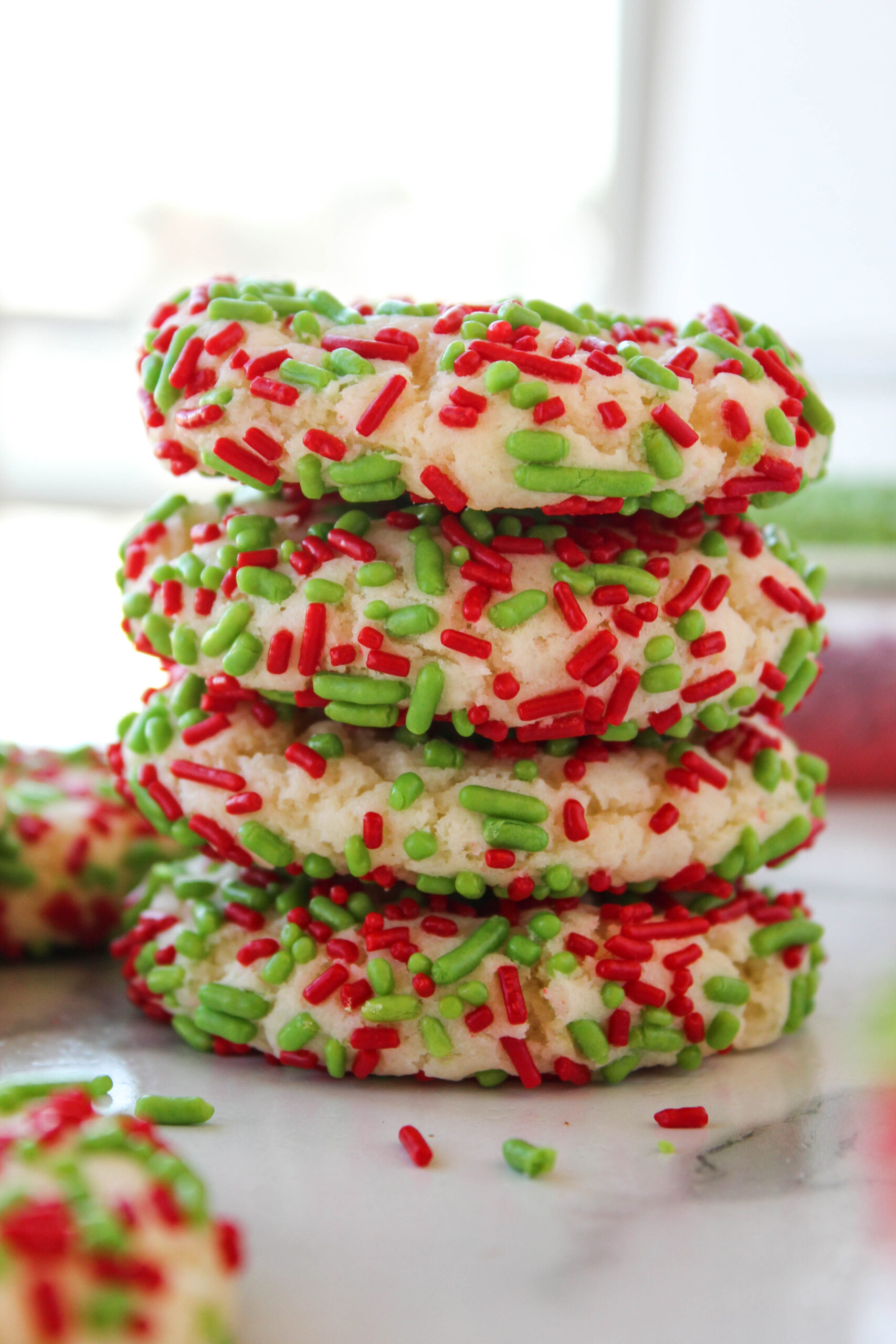 Christmas Sprinkle Cake Mix Cookies - Baking You Happier