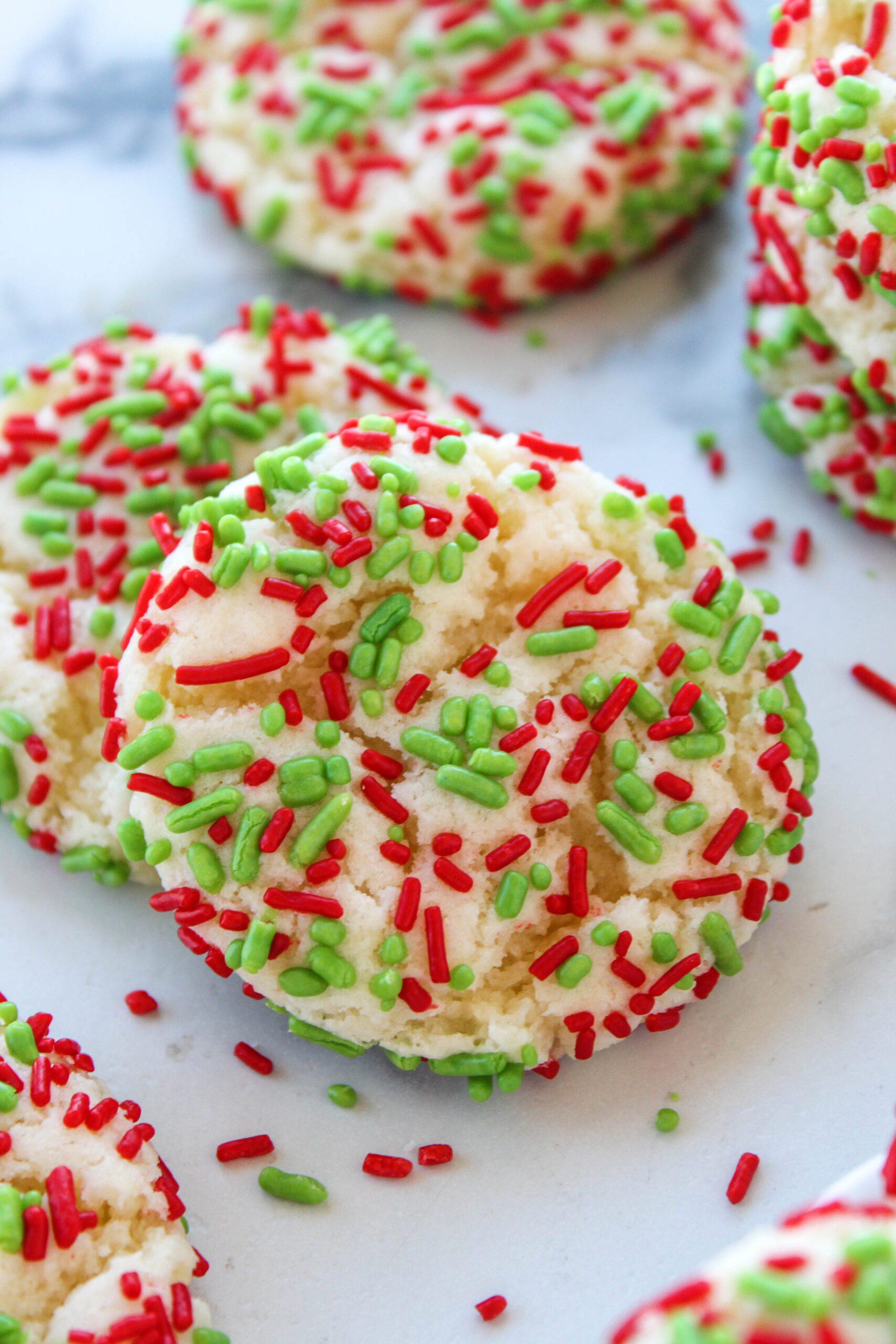 Christmas Sprinkle Cake Mix Cookies - Baking You Happier