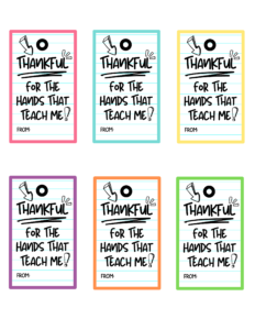 Thankful for the Hands That Teach Me Free Printable Gift Tags | Baking ...