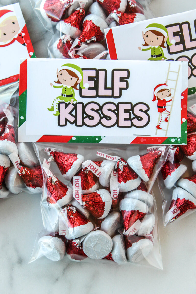 Free Printable Elf Kisses Treat Bag Topper - Baking You Happier