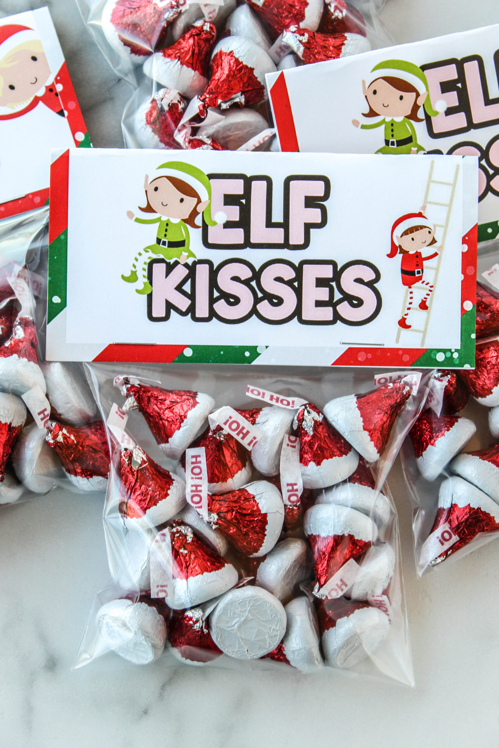 Free Printable Elf Kisses Treat Bag Topper | Baking You Happier