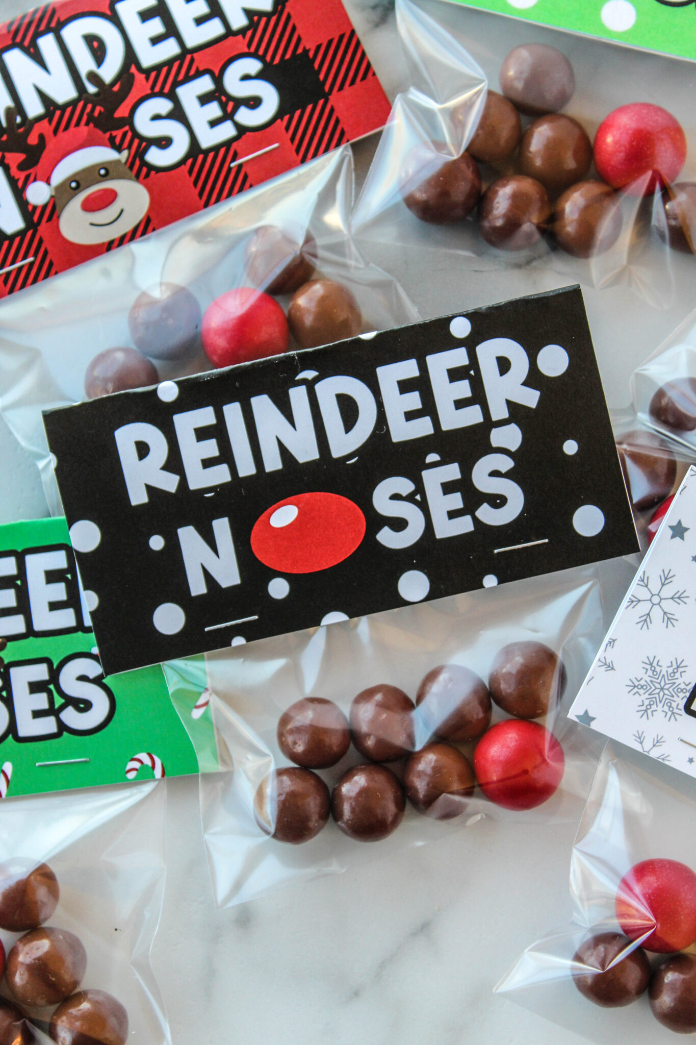 Free Printable Reindeer Noses Bag Toppers | Baking You Happier