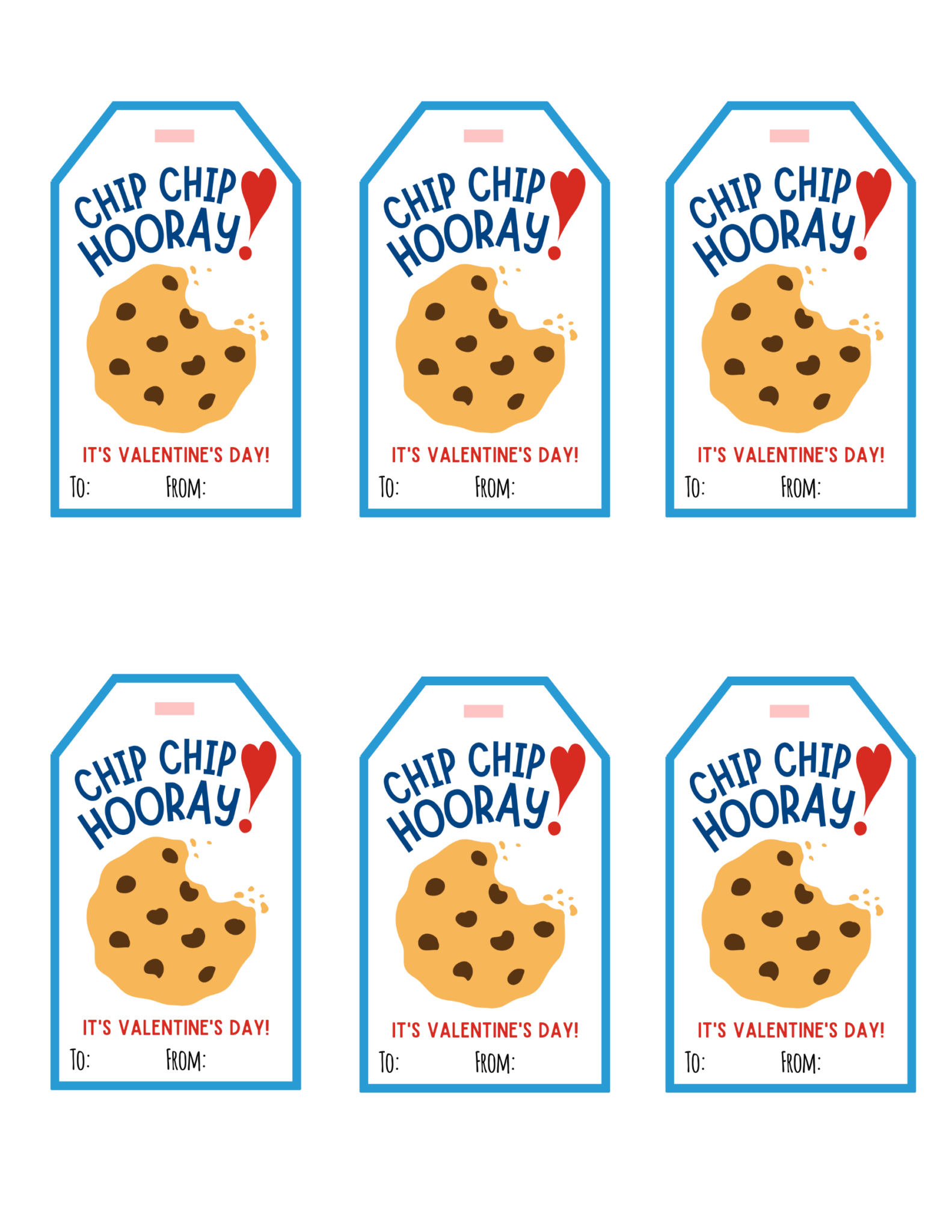 Free Printable Chip Chip Hooray Valentine Tags - Baking You Happier