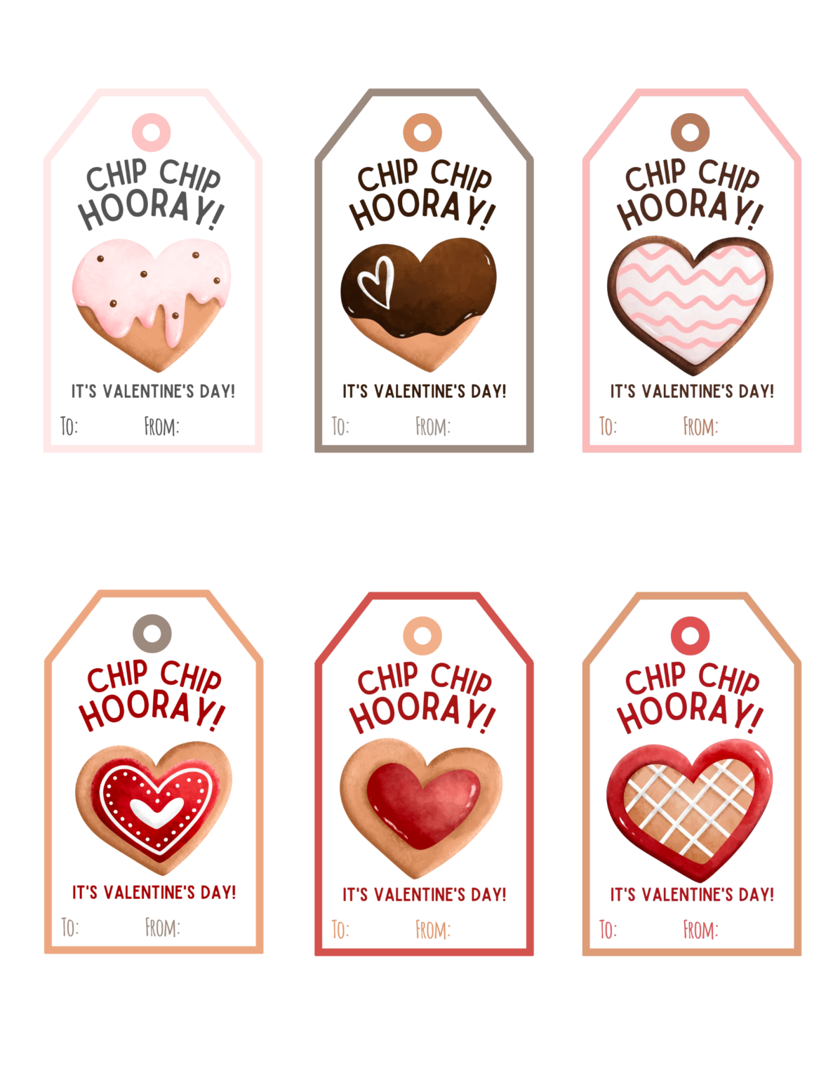Free Printable Chip Chip Hooray Valentine Tags - Baking You Happier