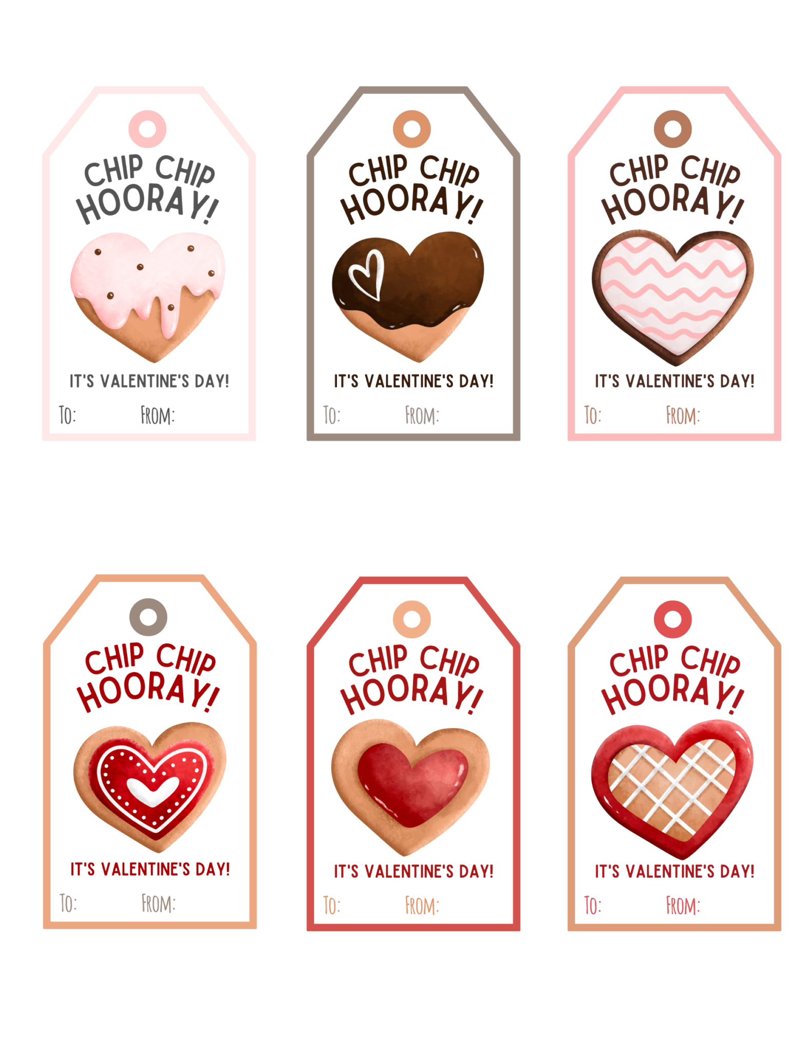 Free Printable Chip Chip Hooray Valentine Tags | Baking You Happier
